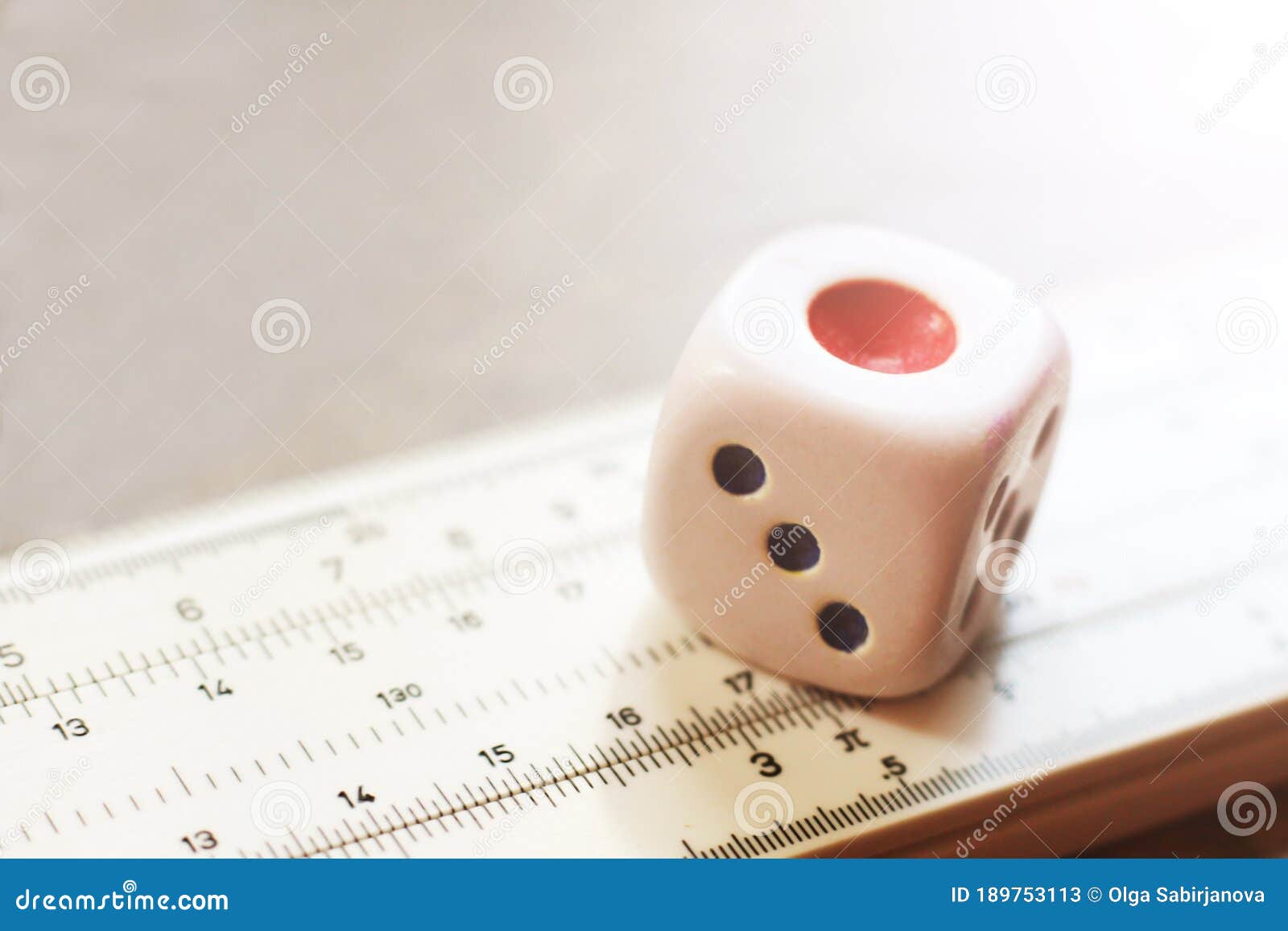 One Dice and Measuring Instrument Stock Image - Image of board, number ...