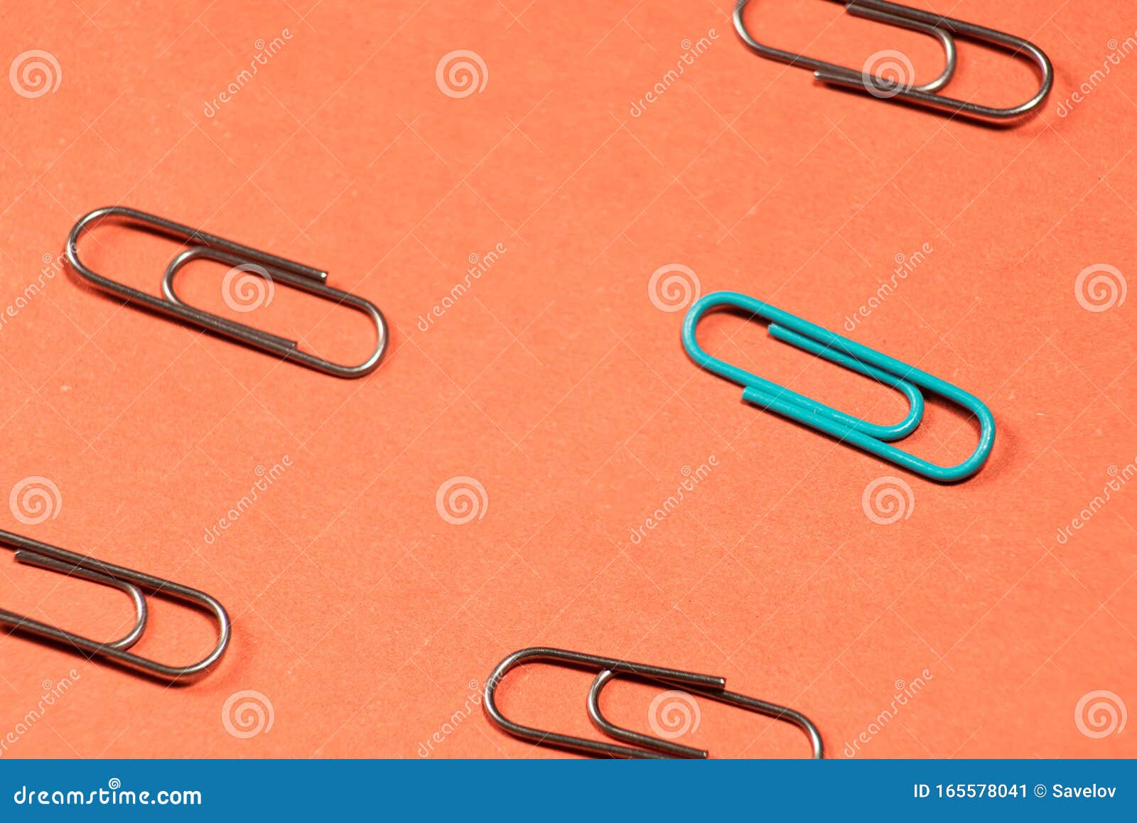 One Different Paper Clip on Flat Background Stock Image - Image of flat ...