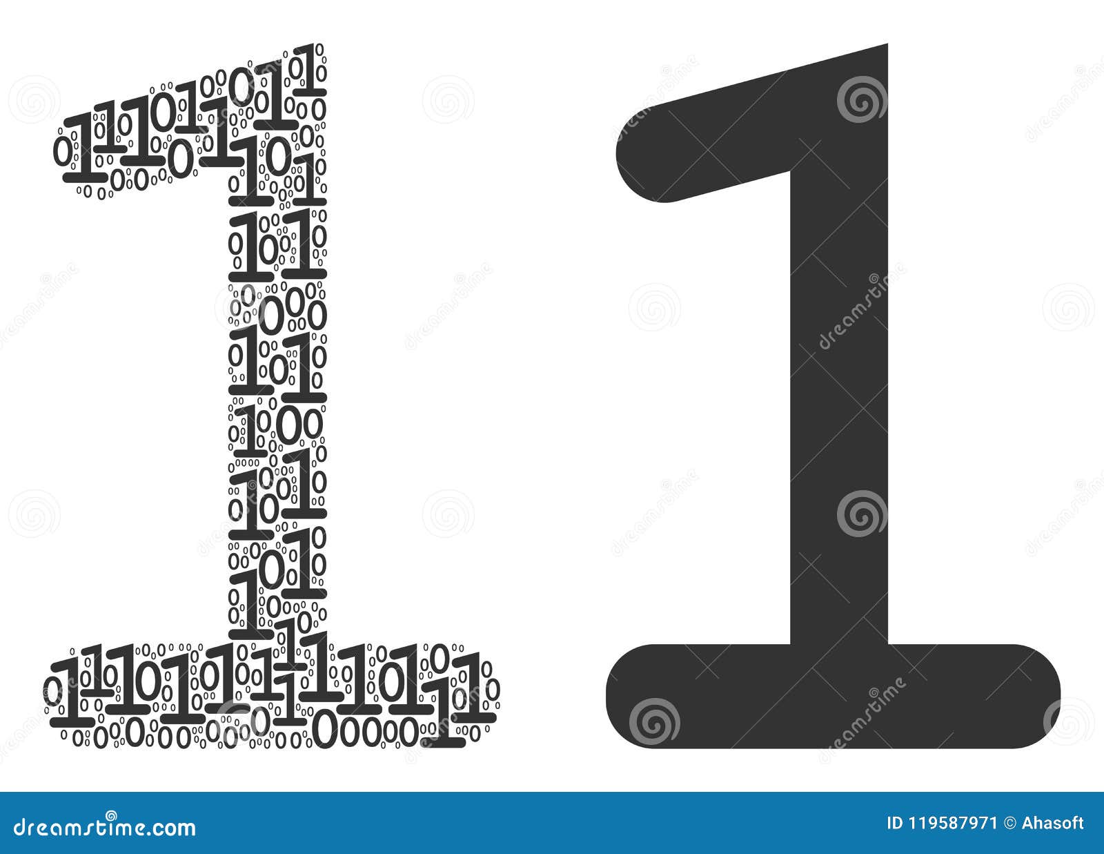 One Digit Collage of Binary Digits Stock Vector - Illustration of ...