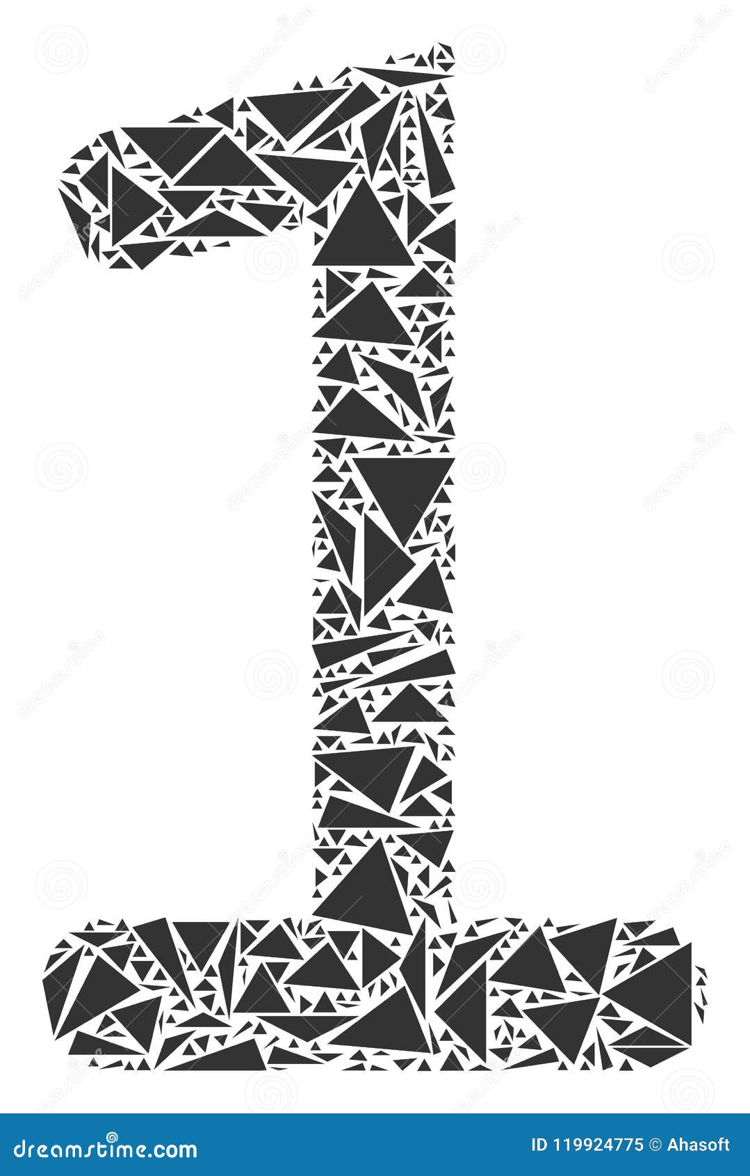 One Digit Mosaic of Triangles Stock Vector - Illustration of polygon ...