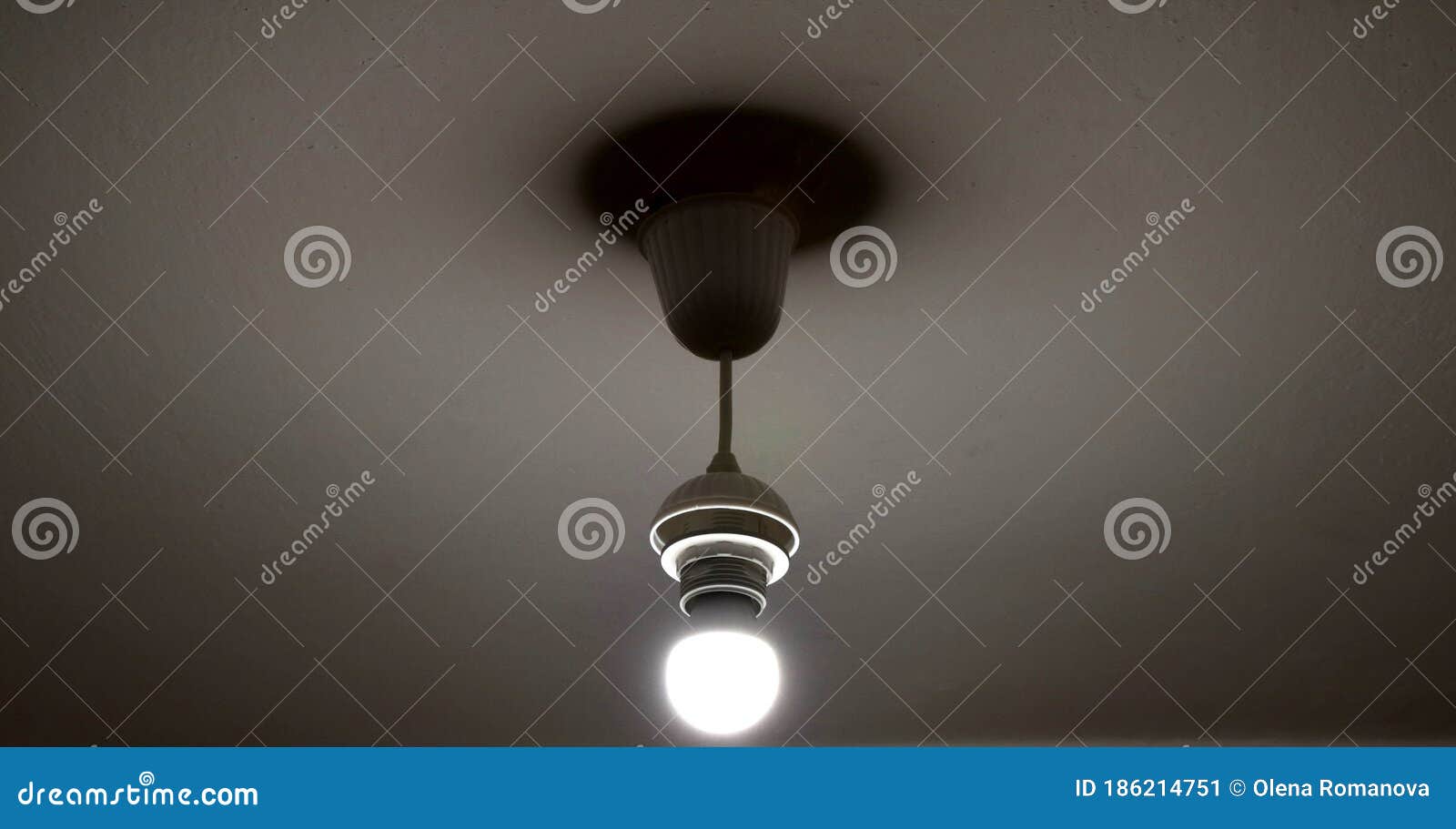 A Dim Lamp on the Ceiling in a Dark Room Stock Image - Image of ...