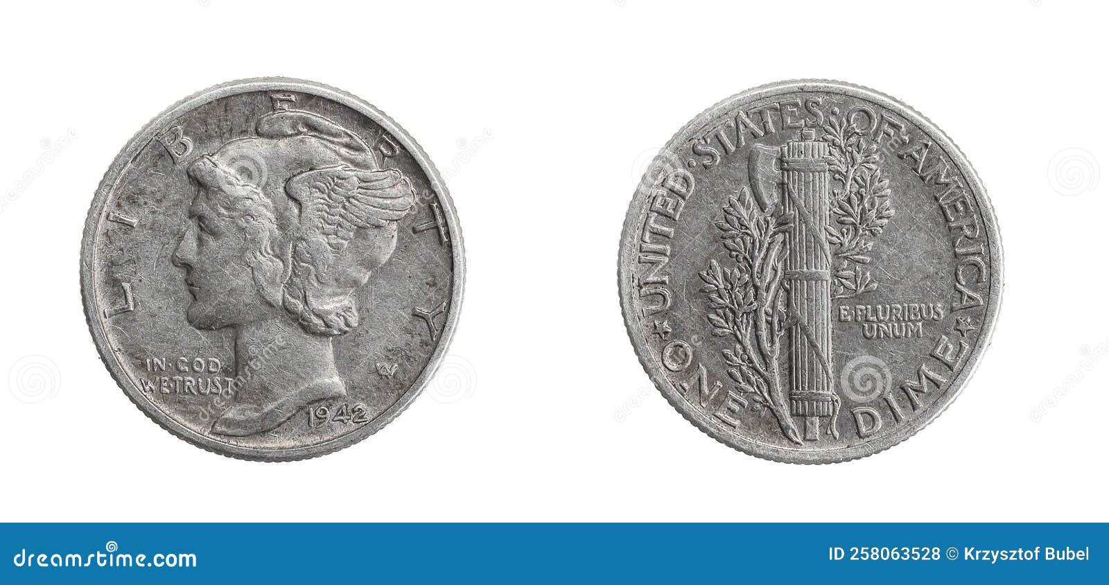 One Dime Coin Isolated on White Background Stock Photo - Image of cent ...