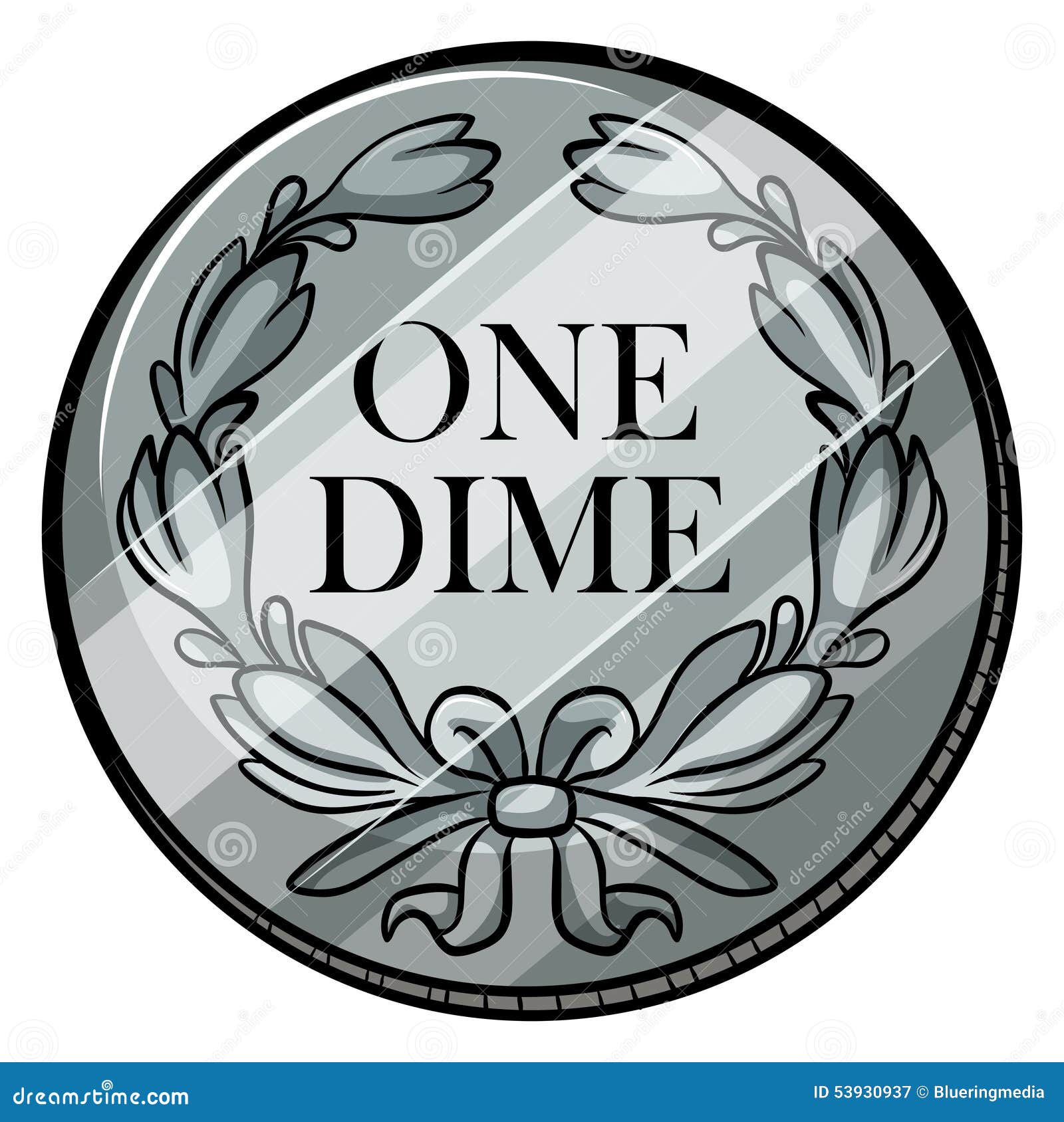 One dime stock vector. Illustration of circular, alone - 53930937