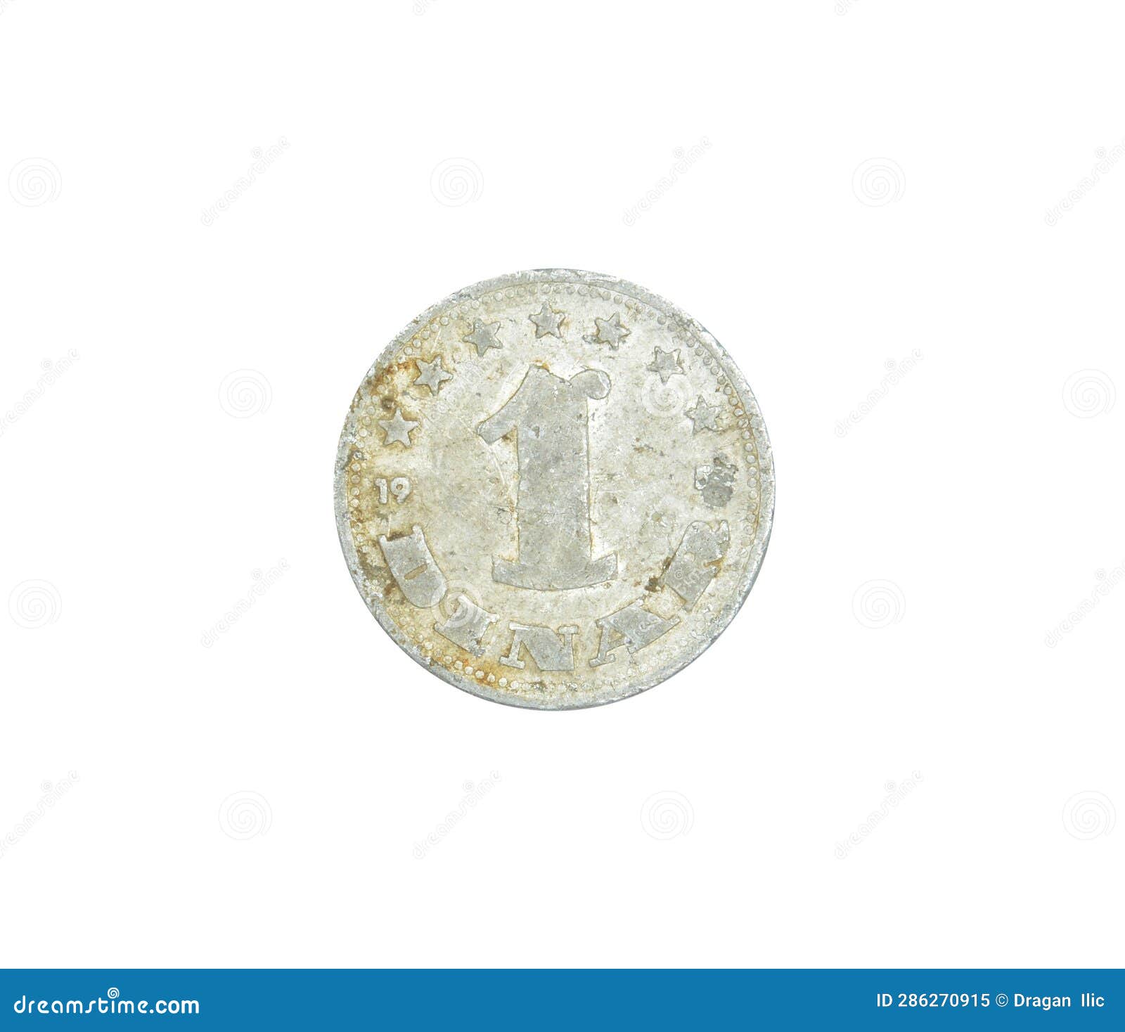 One Dinar Coin Made by Yugoslavia Stock Image - Image of value, silver ...