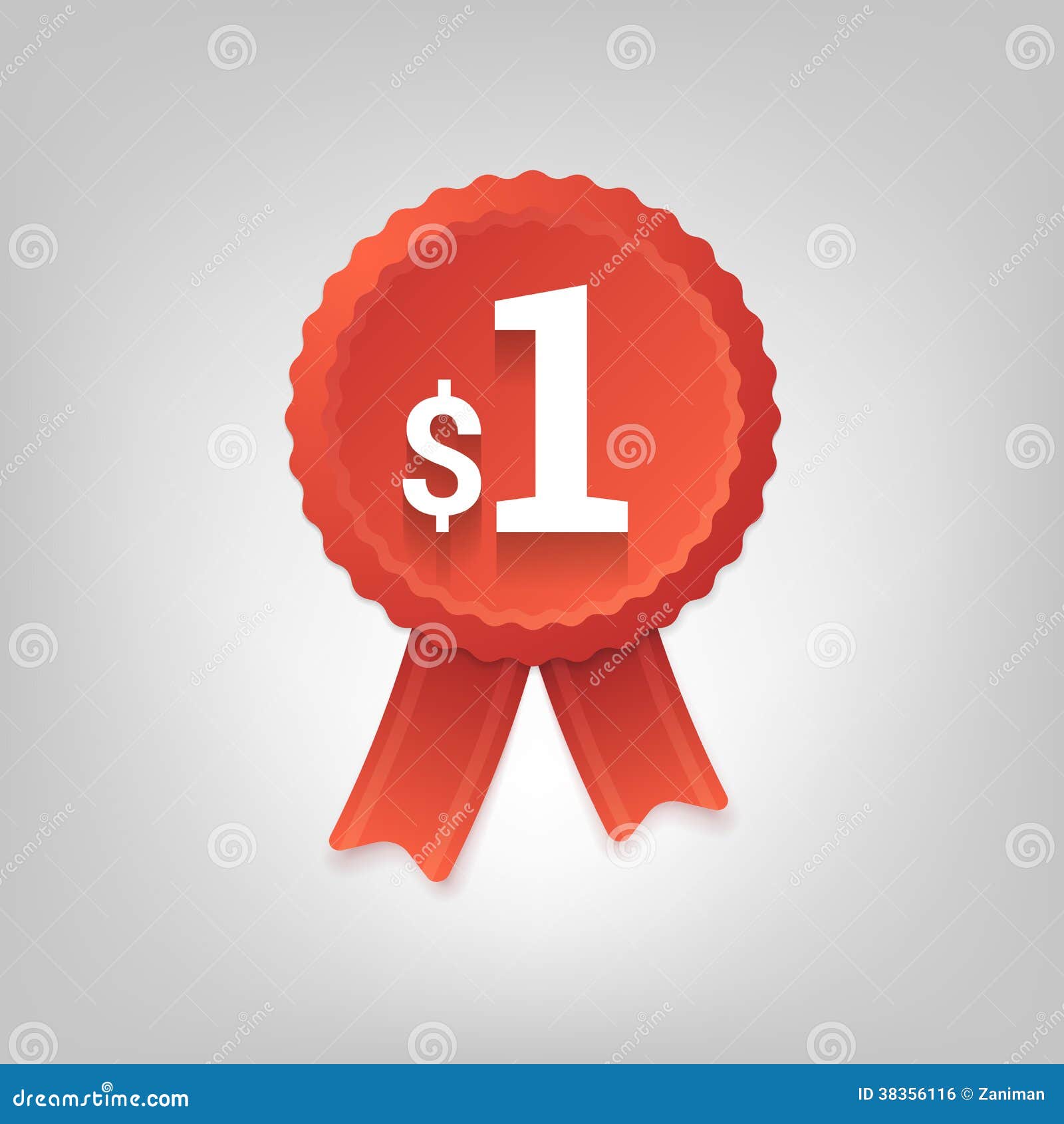One dollar badge stock vector. Illustration of ribbon - 38356116