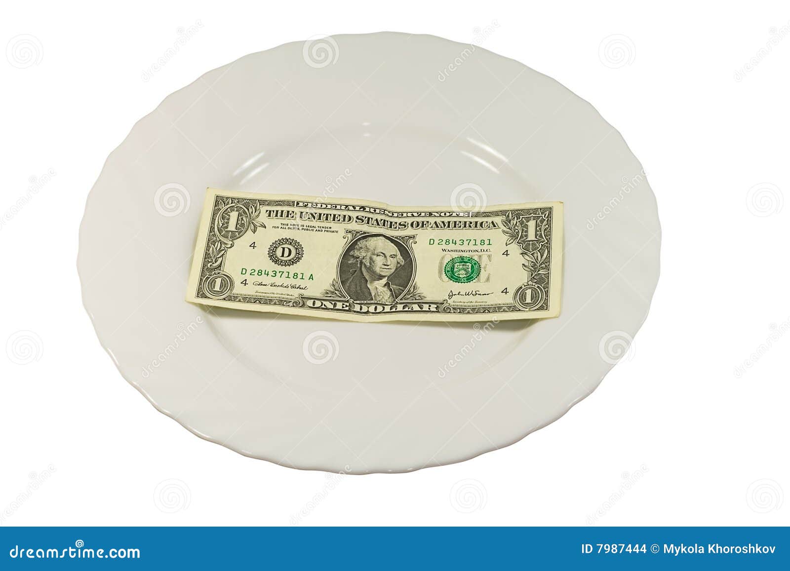 One Dollar Banknote on the Plate Stock Photo - Image of businessman ...