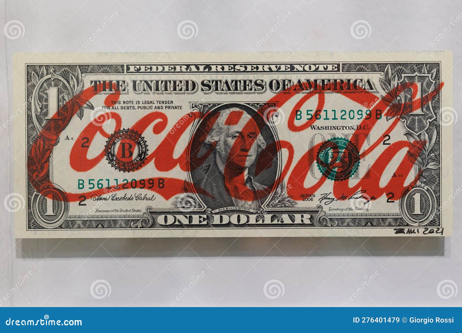 One Dollar Banknote with the Text Coca Cola Over it Editorial Stock ...