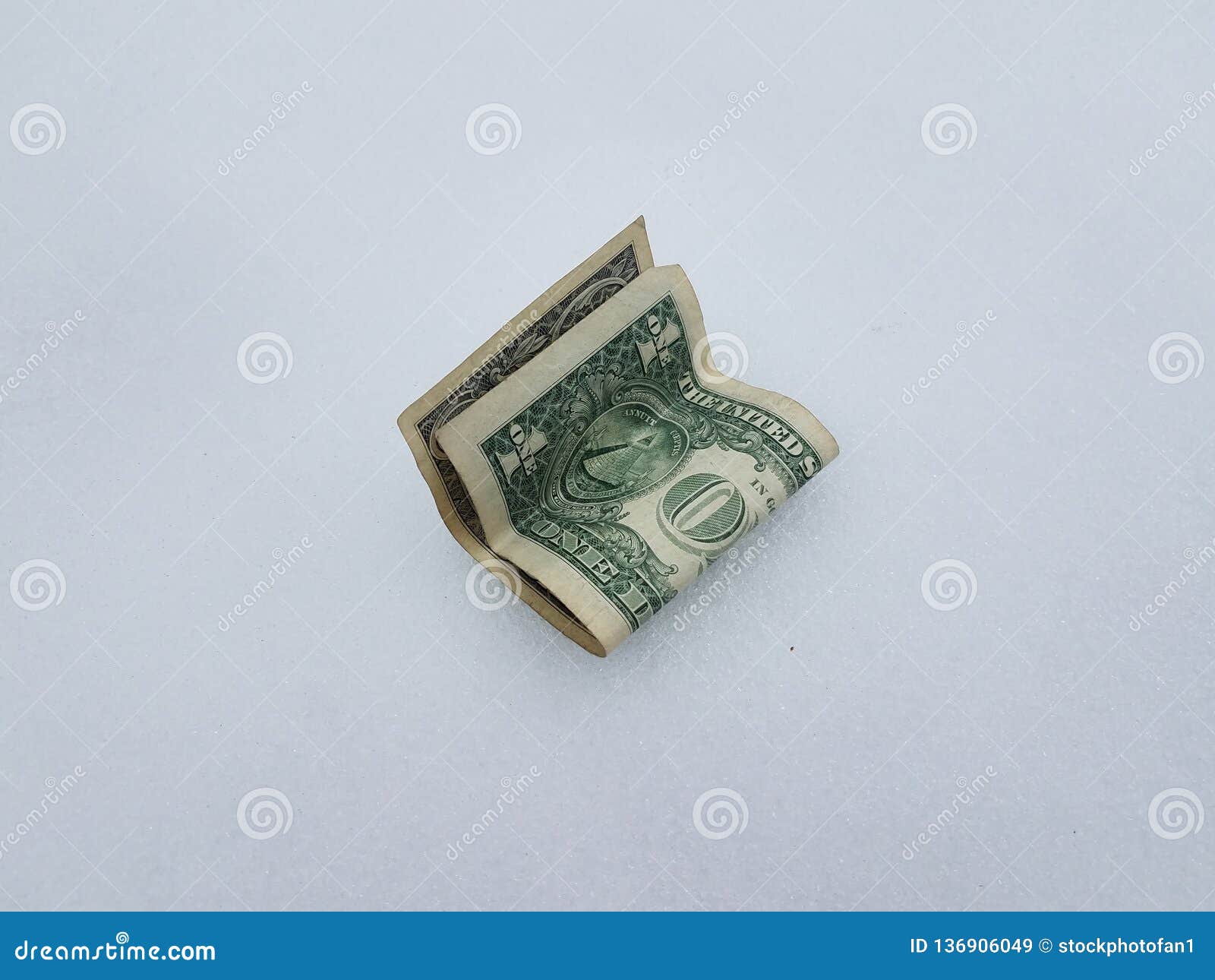 One Dollar Bill on Cold White Snow Stock Image - Image of frozen, bill ...