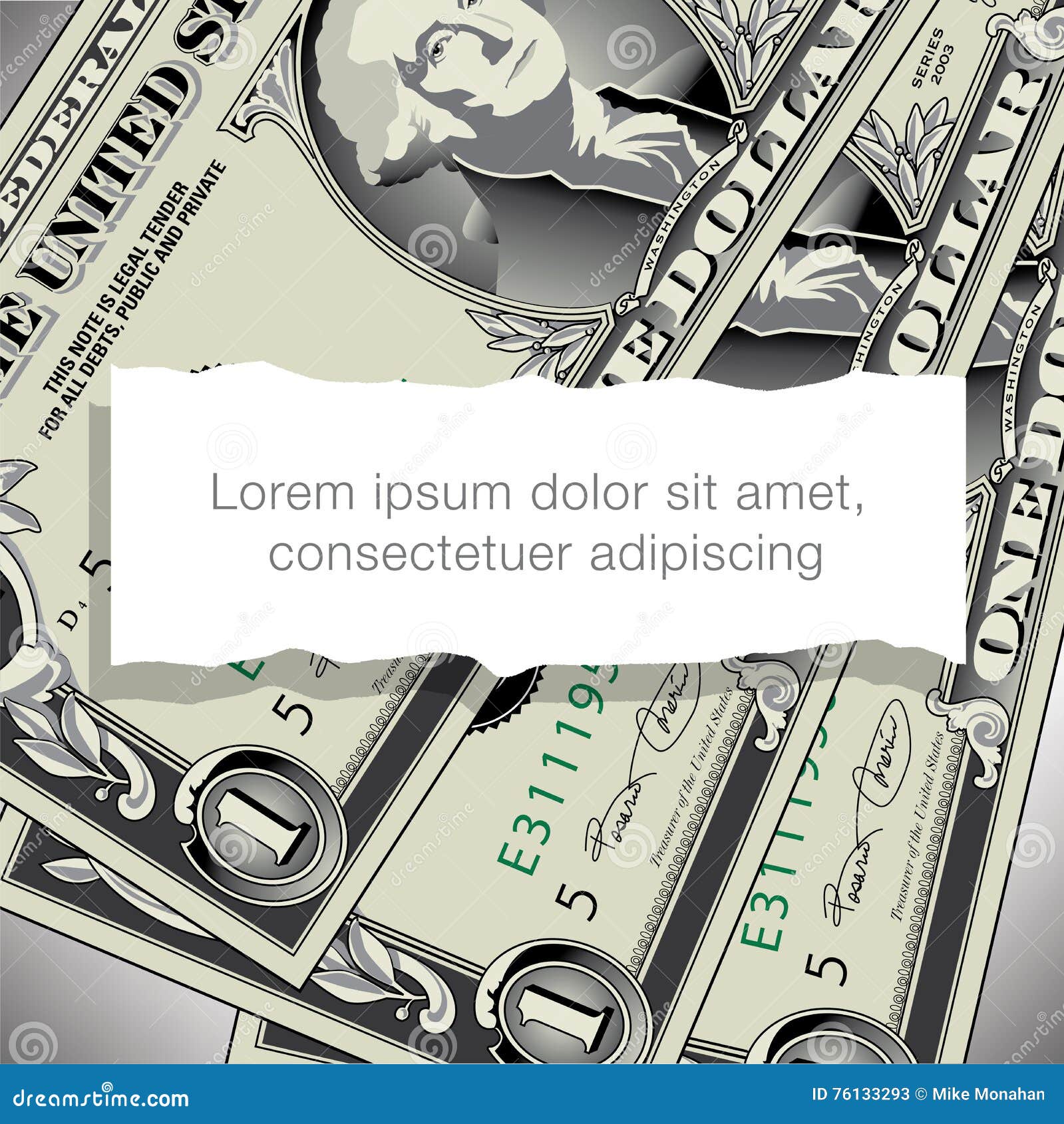 A one dollar bill design stock vector. Illustration of economic - 76133293