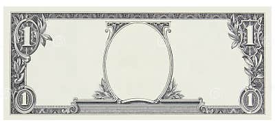 One Dollar Bill Front Empty No Face Frame for Design Isolated on White ...