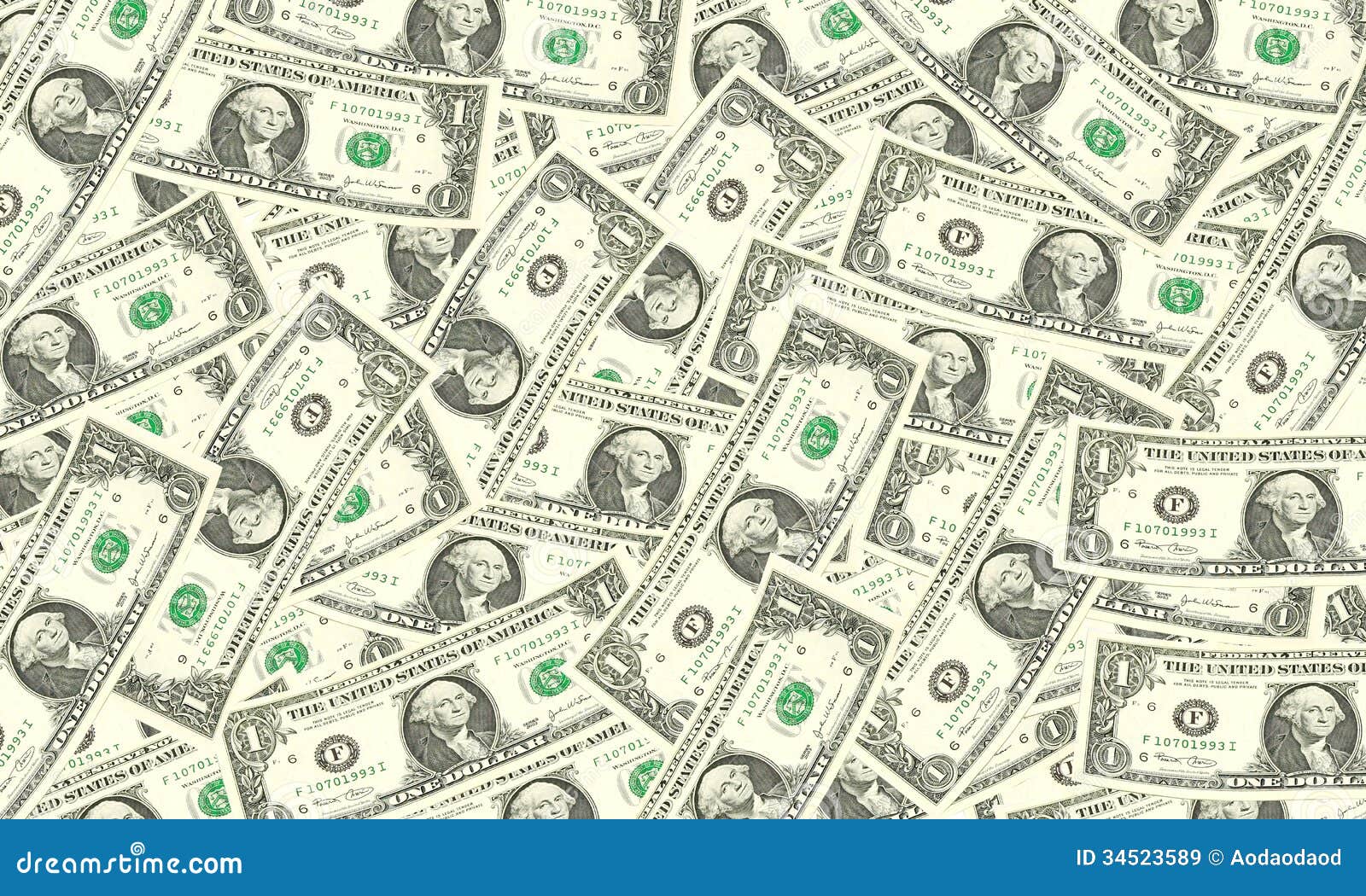 One Dollar Bills Background Royalty Free Stock Images - Image: 34523589