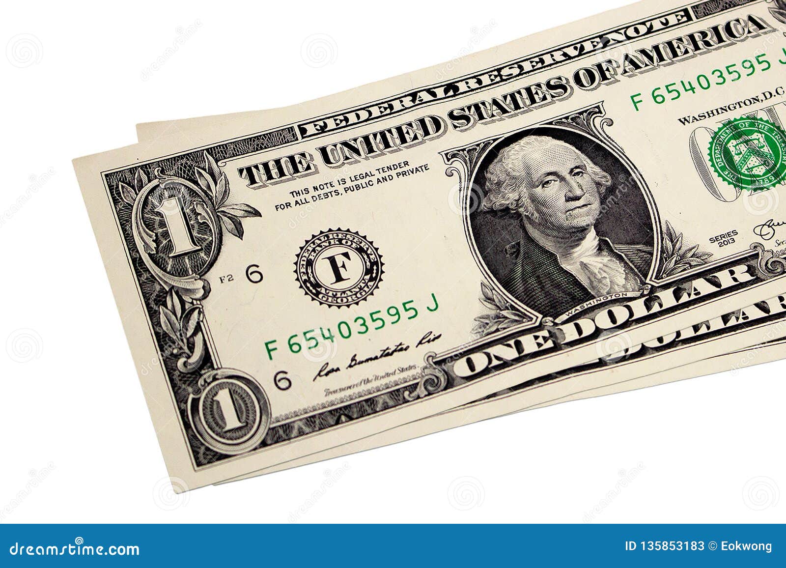 One Dollar Bills on White Background Stock Image - Image of states ...
