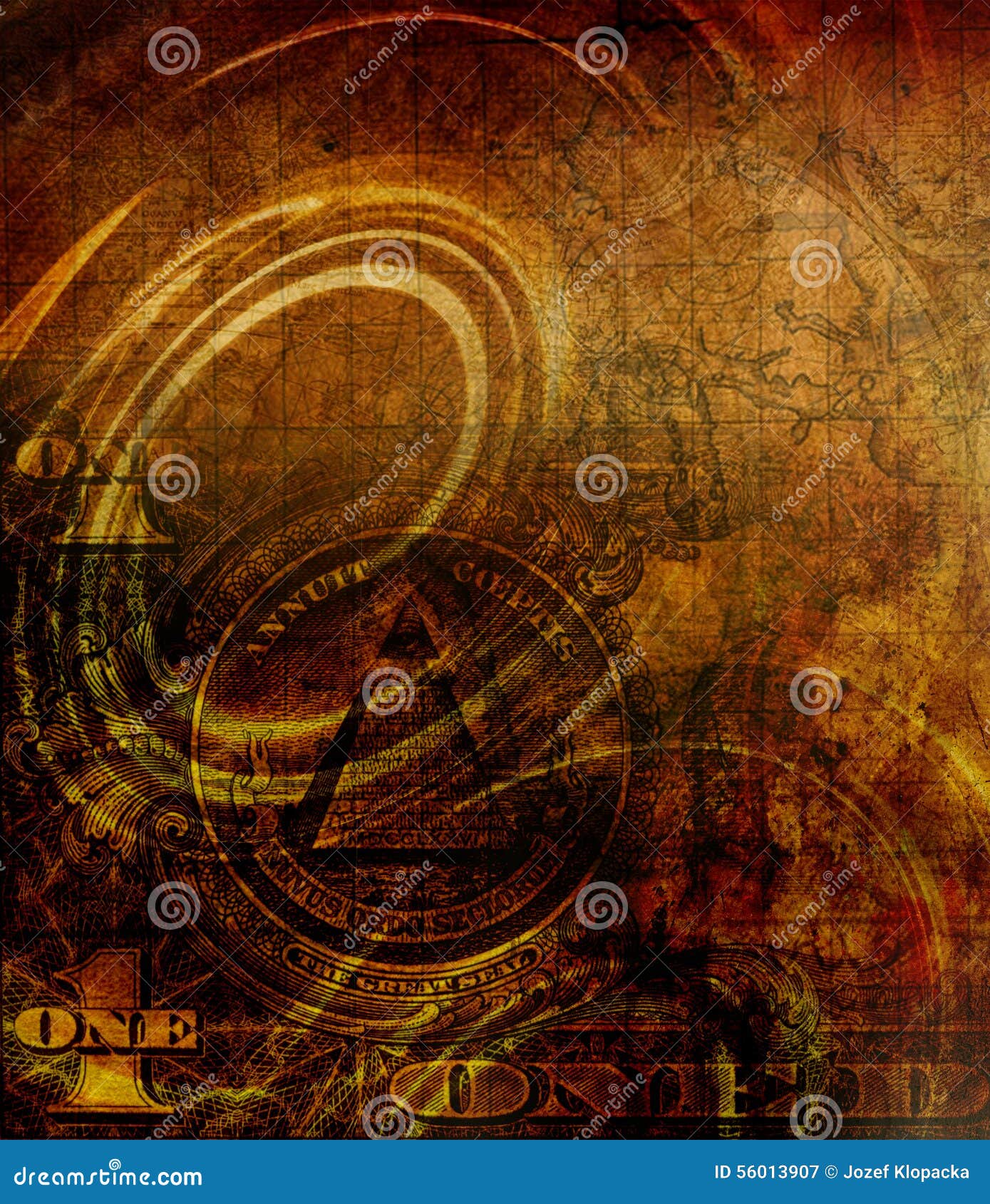 One Dollar Collage on Abstract Color Backgrounds, Painting Collage with ...