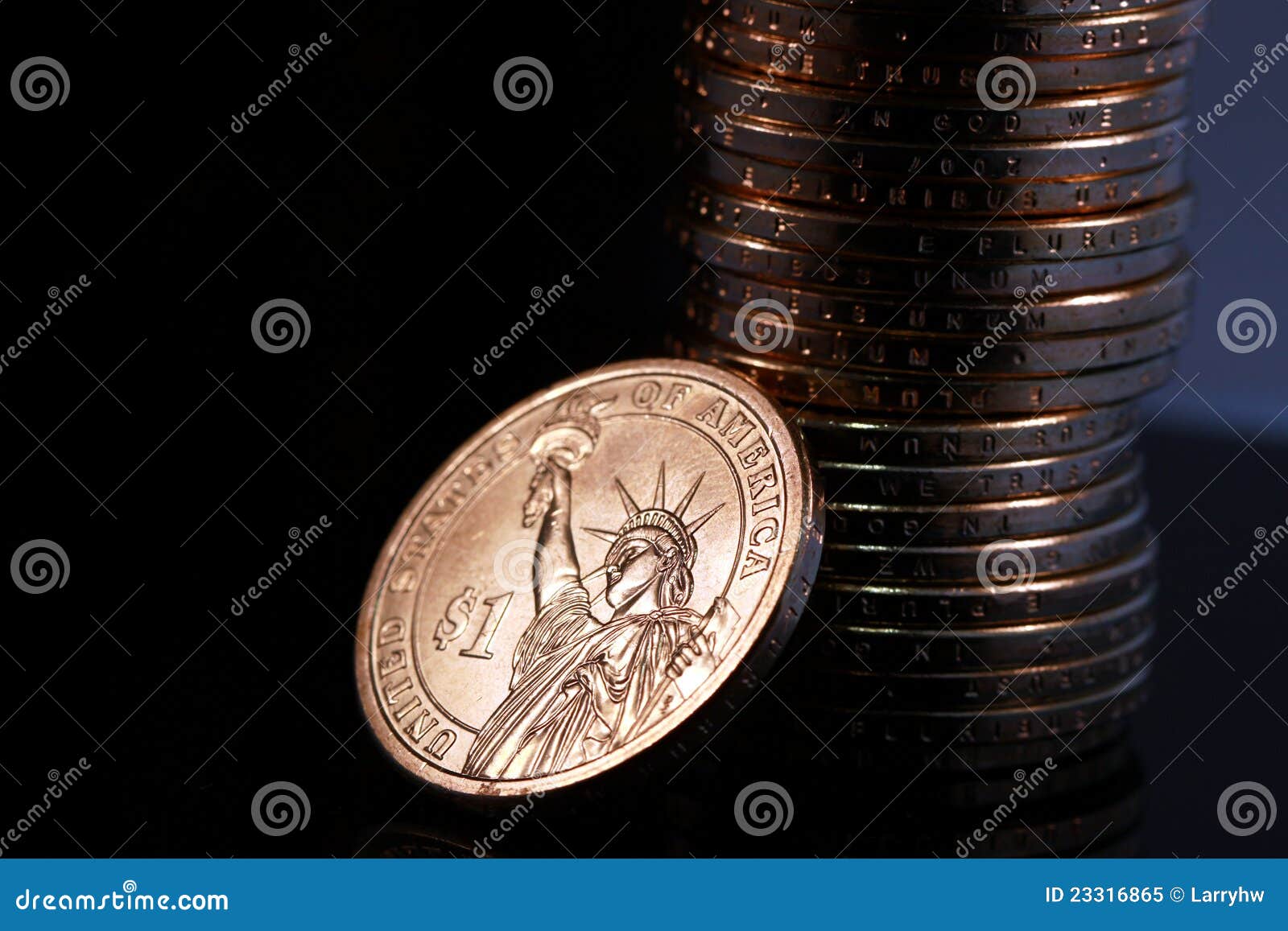 One dollar gold coins stock image. Image of value, dollars - 23316865