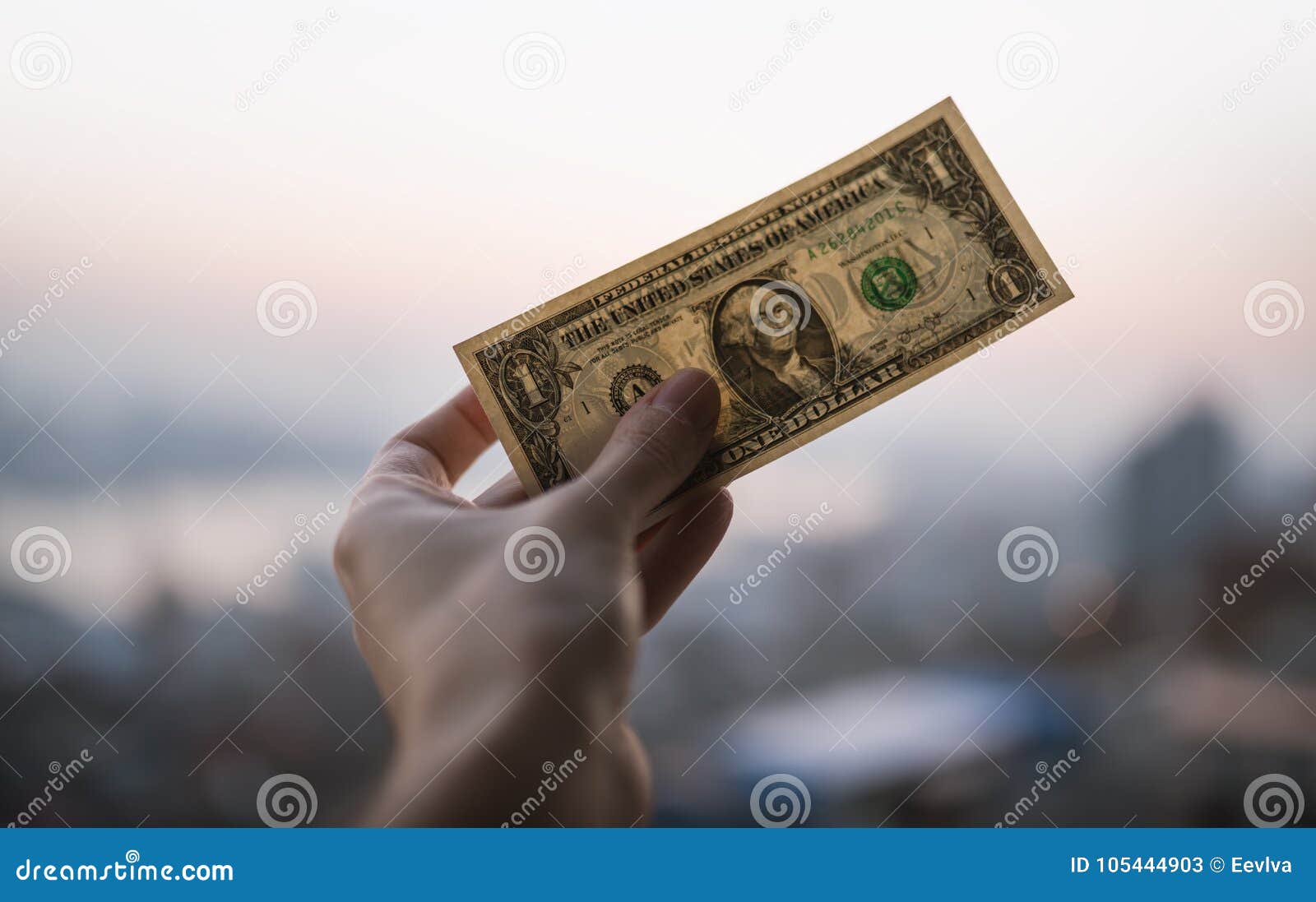 One dollar in hand. stock image. Image of economic, abstract - 105444903