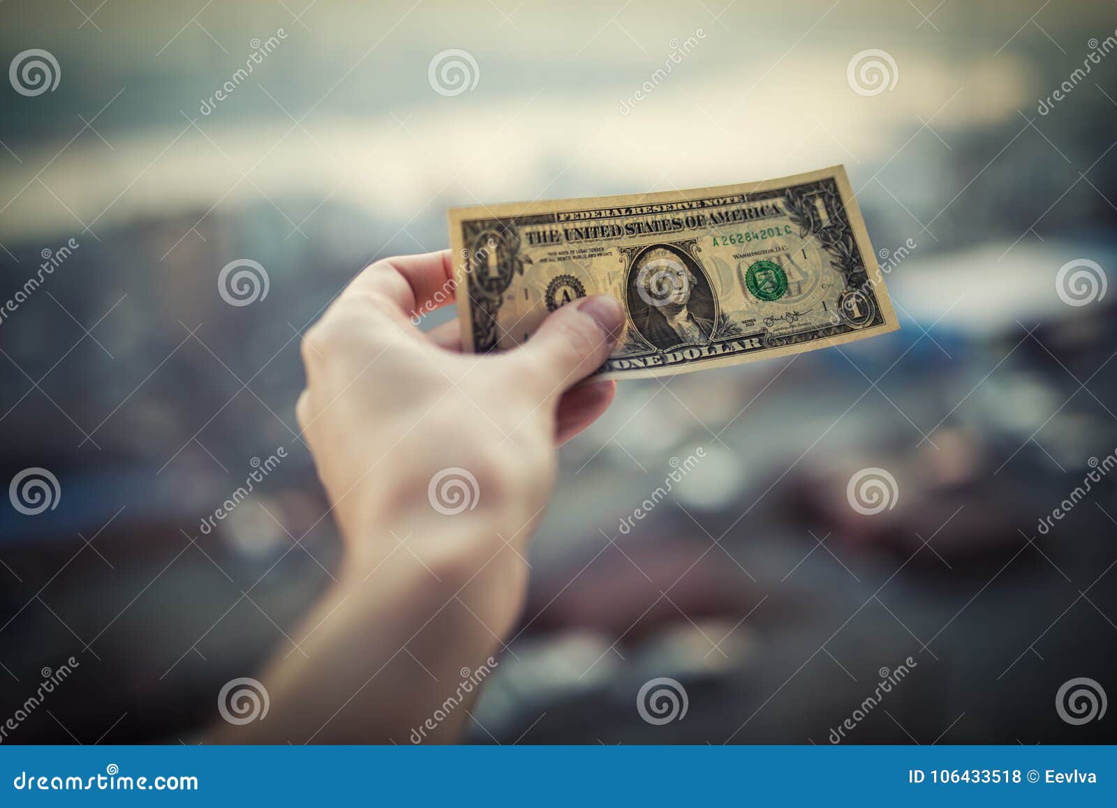 One dollar in hand. stock photo. Image of finance, business - 106433518