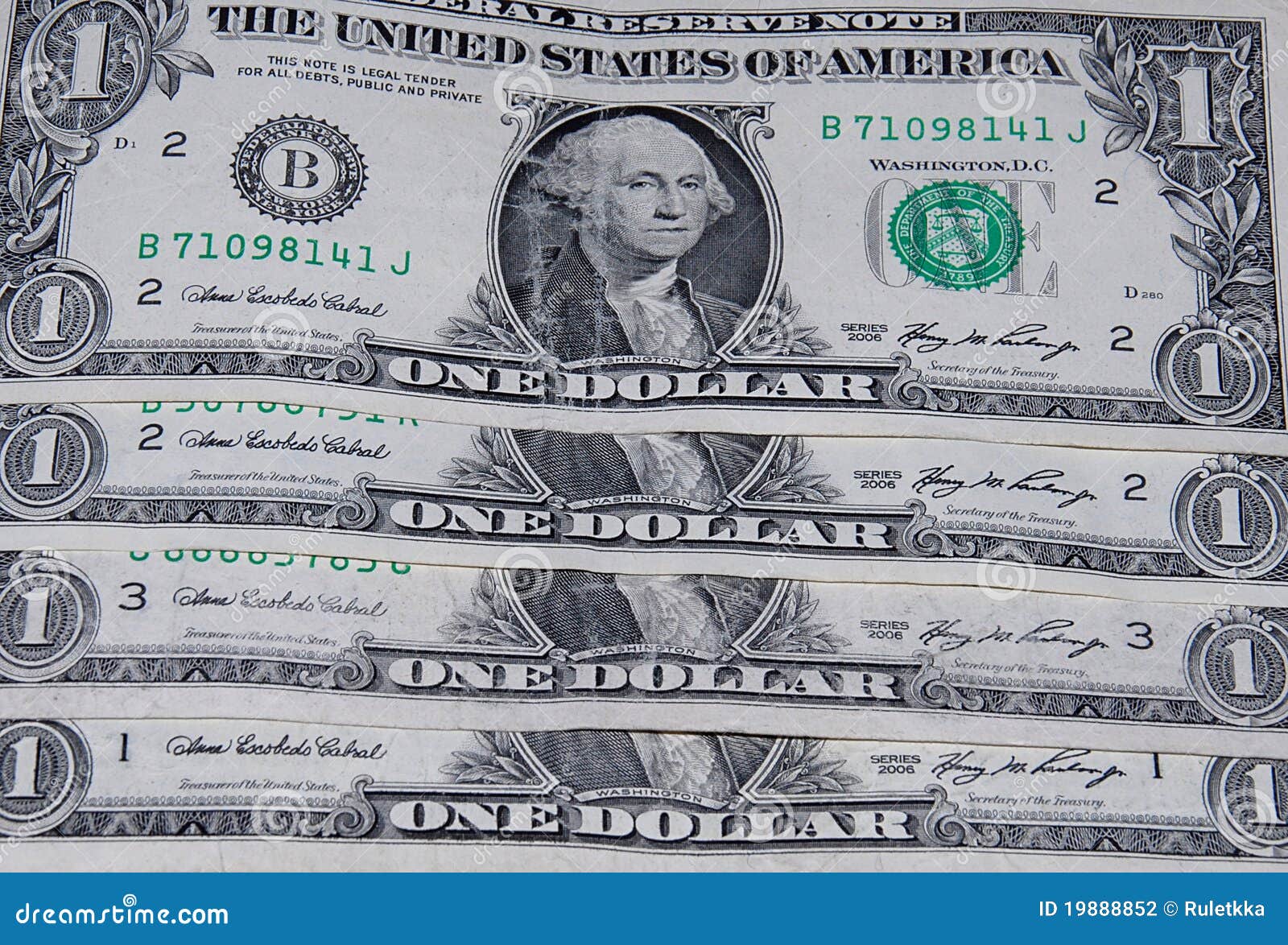 One Dollar Notes in Four Rows Stock Photo - Image of note, bank: 19888852