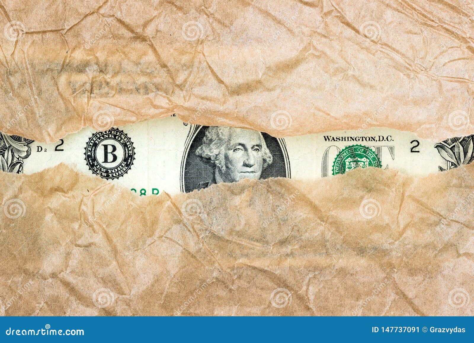 One Dollar Peeking through Torn Paper Stock Image - Image of business ...