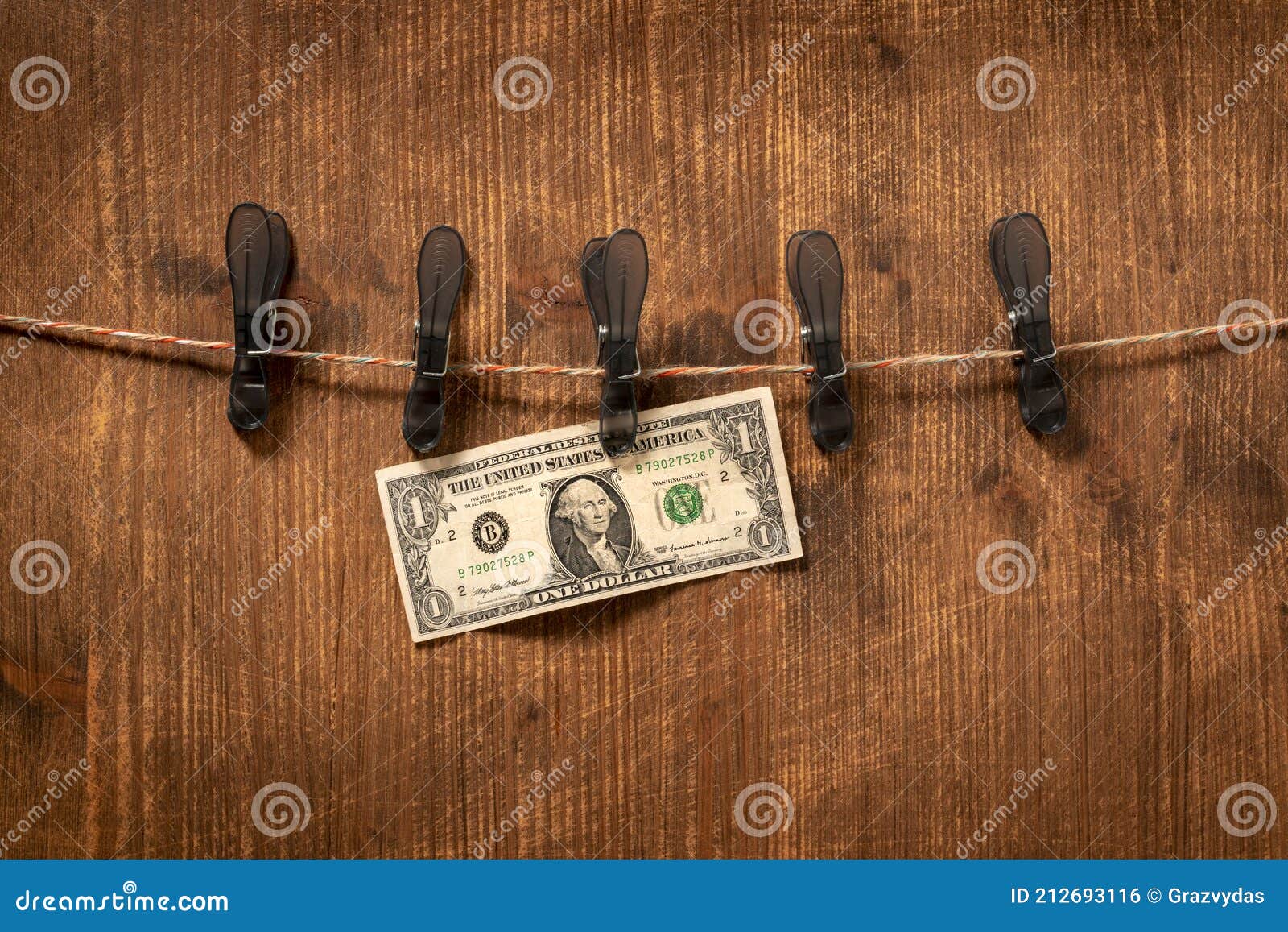One dollar on the rope stock photo. Image of economy - 212693116