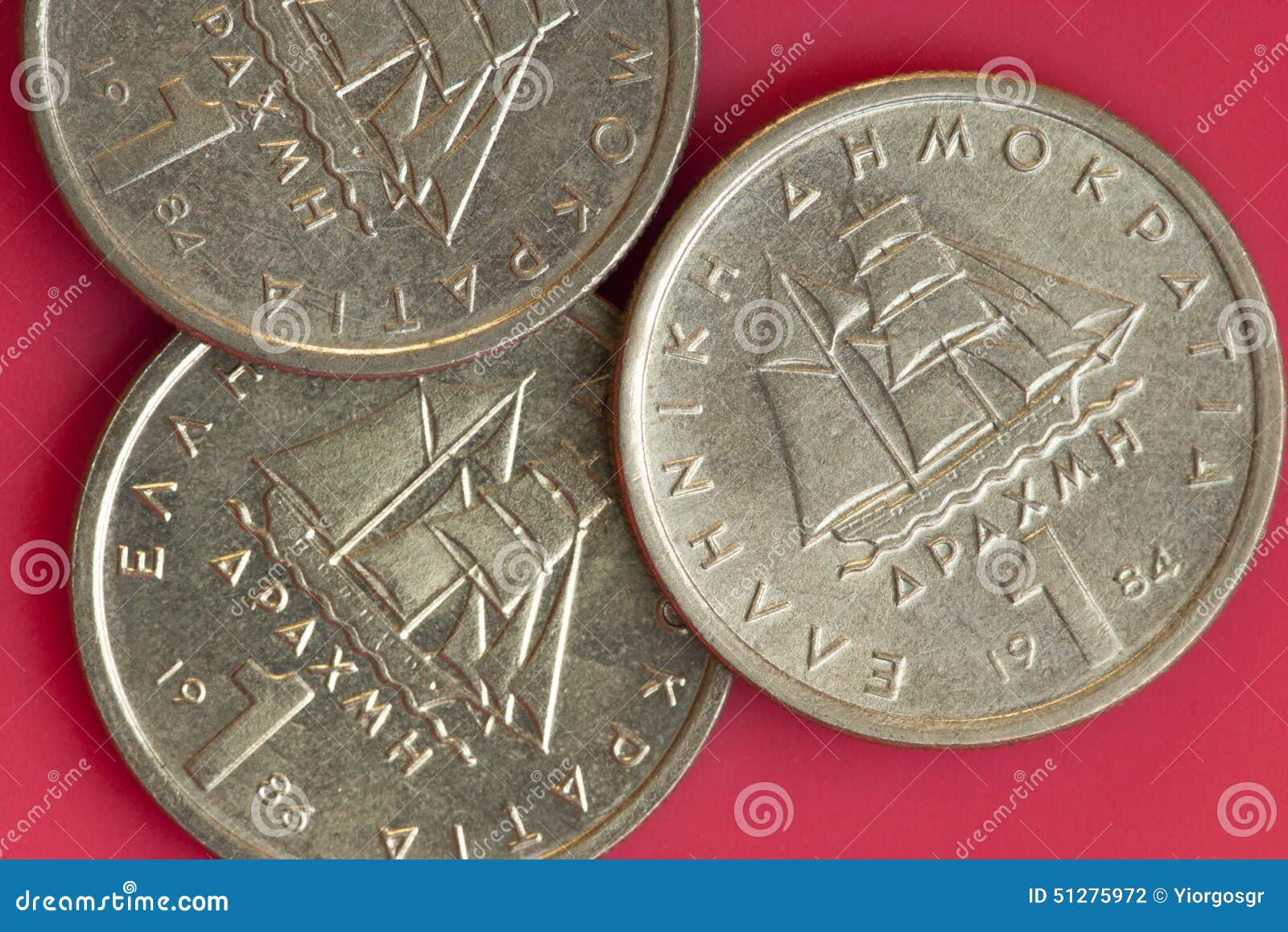 One drachma Greek coins. stock photo. Image of exchange - 51275972