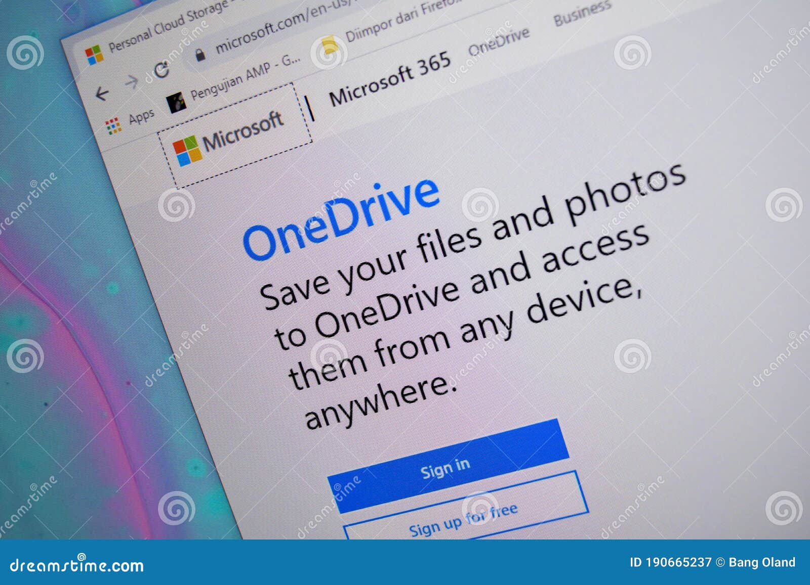One Drive Website Home Page on Computer Screen. One Drive is a Web ...