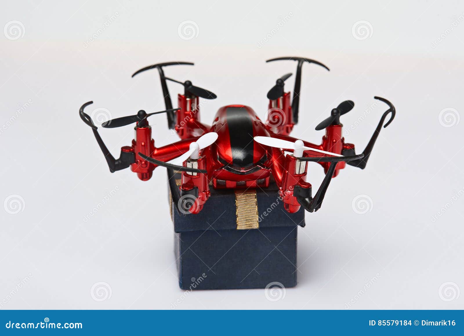 One drone with package box stock photo. Image of drone - 85579184