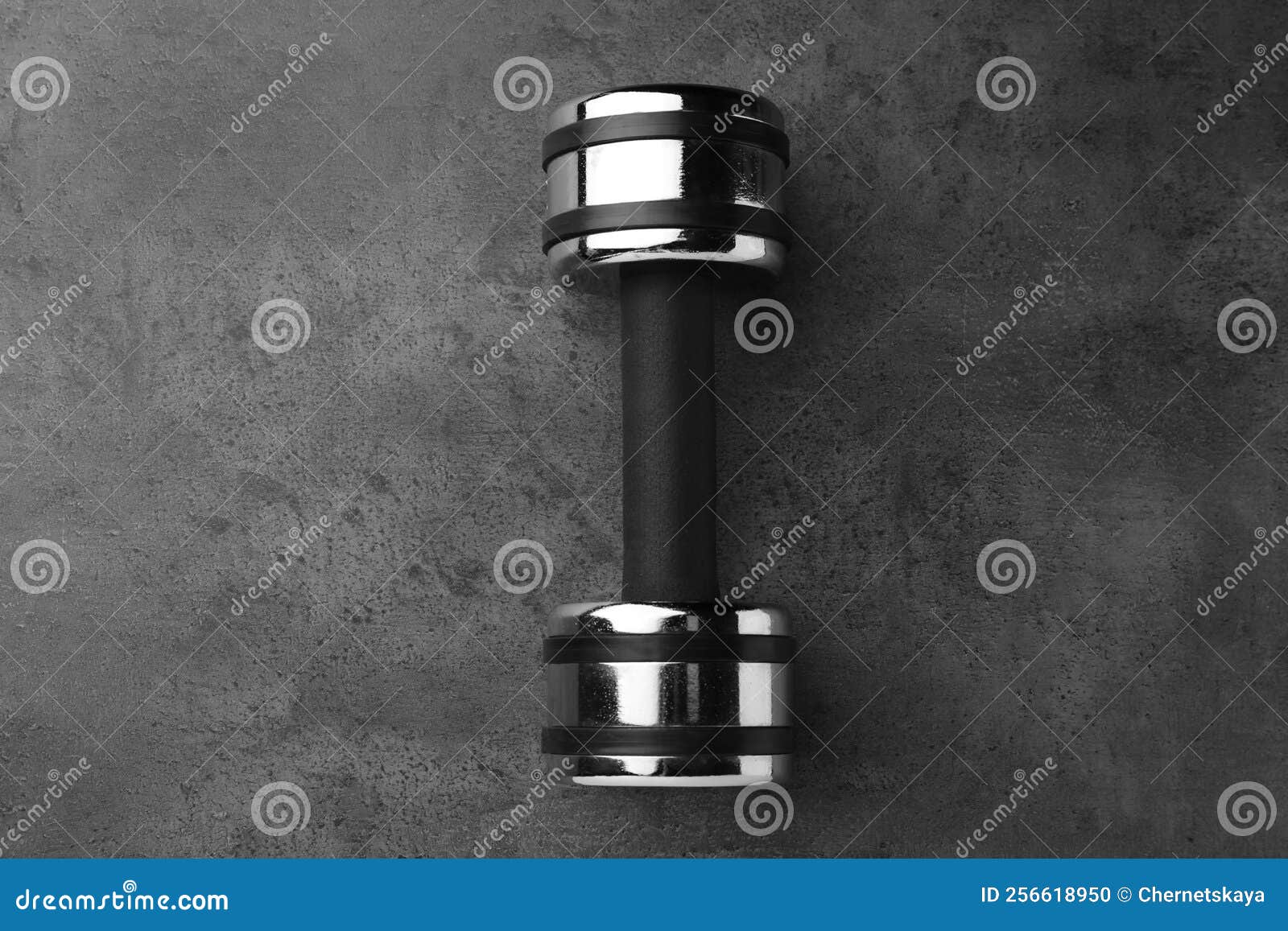 One Dumbbell on Grey Table, Top View Stock Photo - Image of activity ...