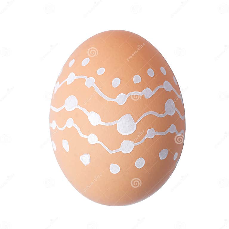One Easter Egg is a Natural Beige Color with a Minimalistic White Pattern Stock Image - Image of ...