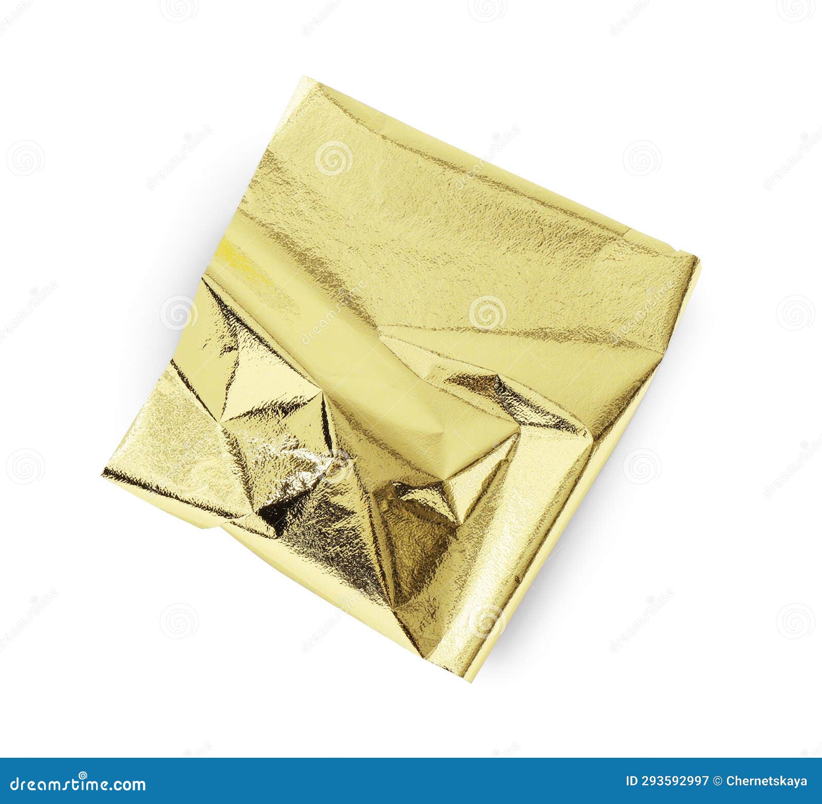 One Edible Gold Leaf Sheet Isolated on White, Top View Stock Image ...