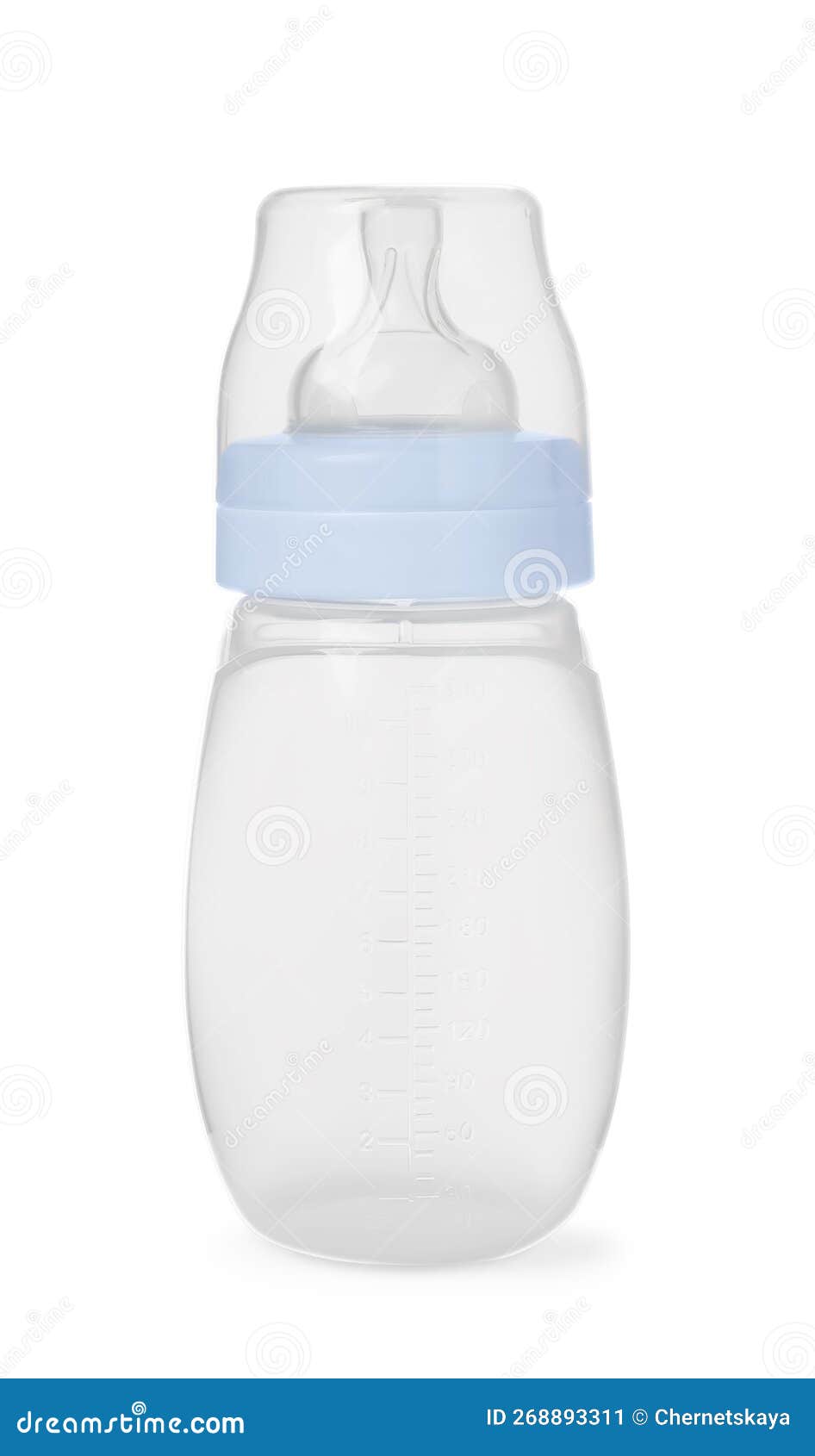 One Empty Feeding Bottle for Infant Formula Isolated on White Stock ...