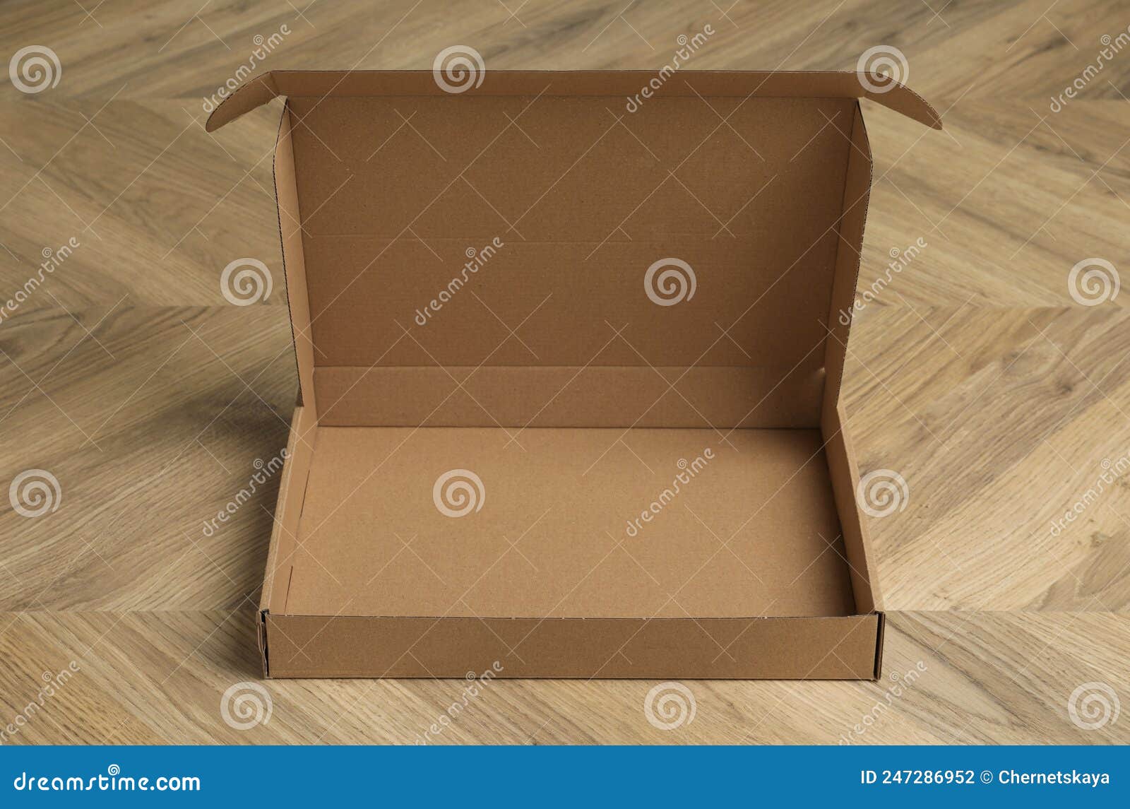 One Empty Open Cardboard Box on Floor Stock Photo - Image of cargo ...