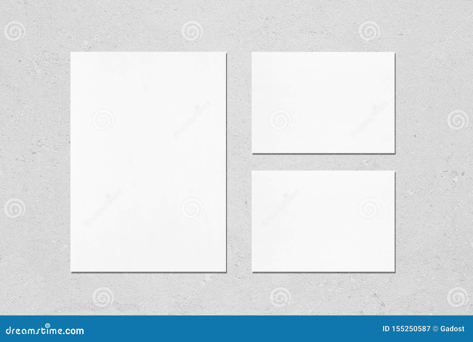 Empty White Vertical Poster and Two Horisontal Rectangle Card Mockups ...