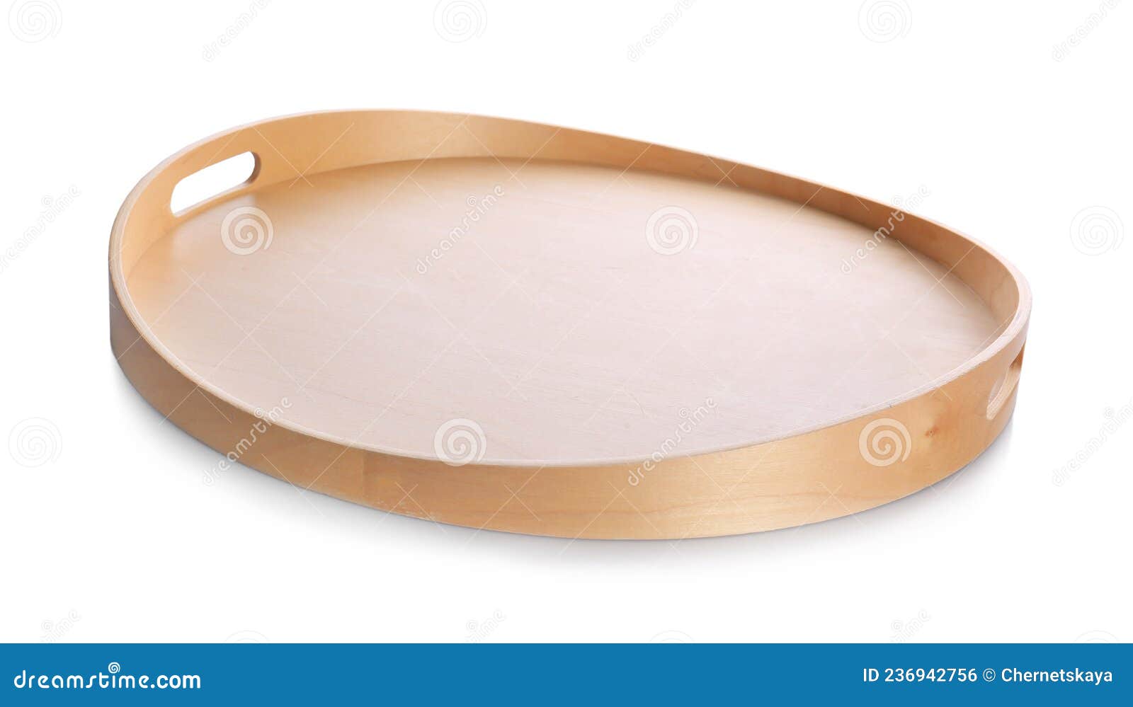 One Empty Wooden Tray Isolated on White Stock Photo - Image of ...