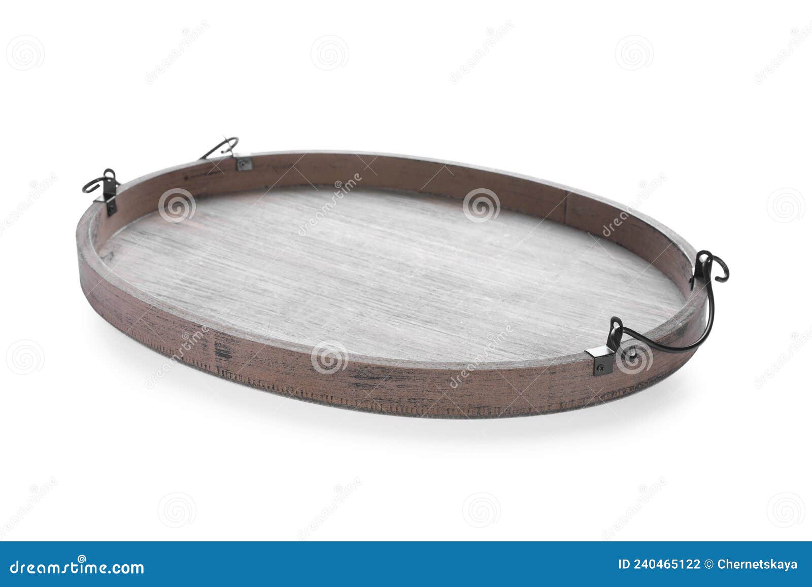 One Empty Wooden Tray Isolated on White Stock Photo - Image of comfort ...