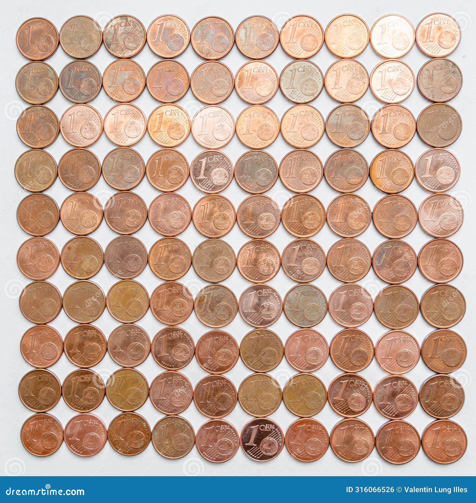 One Euro Cent Coins on White Background Stock Photo - Image of metal ...