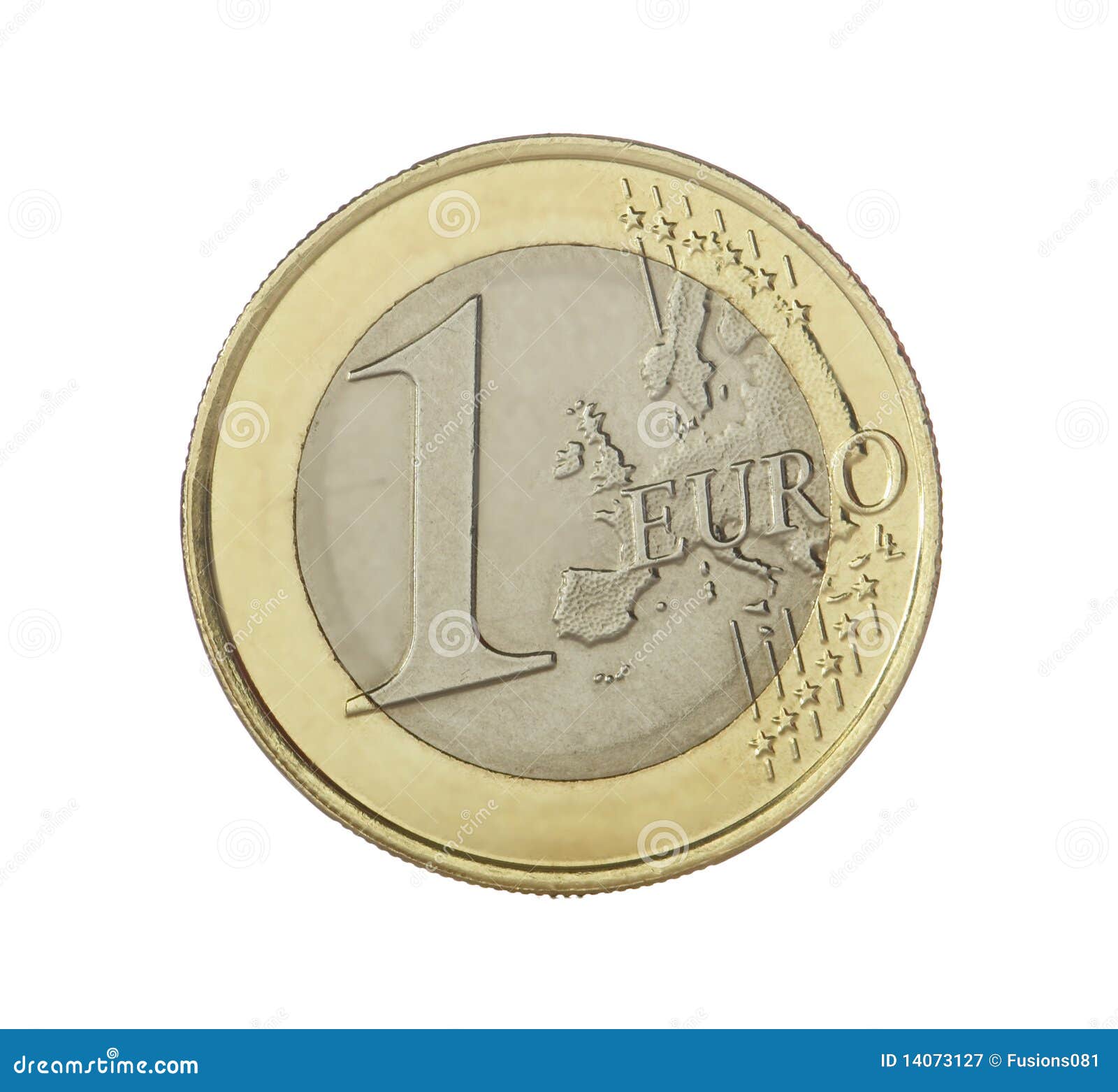 One euro coin stock image. Image of white, isolated, metal - 14073127