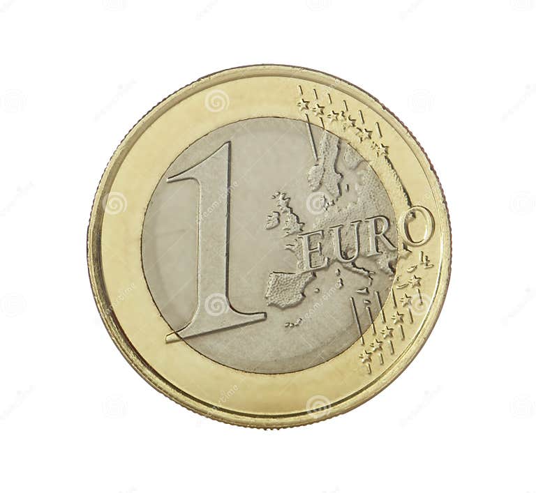 One euro coin stock image. Image of white, isolated, metal - 14073127