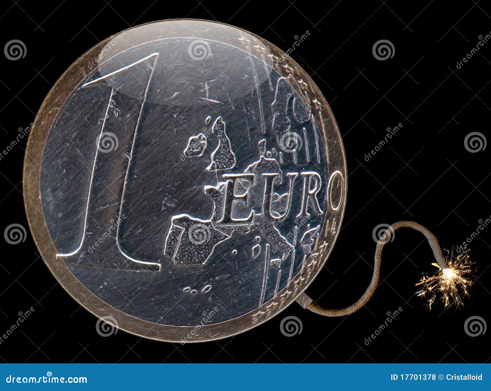 One Euro Coin Bomb Crisis Symbol Stock Photo - Image of financial ...