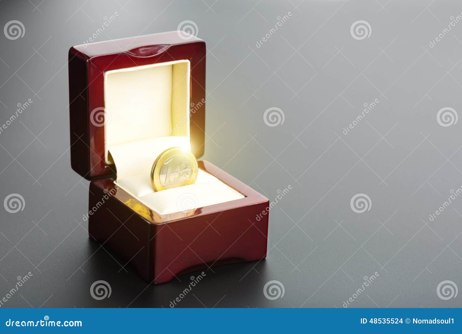 One euro coin in the box stock photo. Image of coin, monetary - 48535524