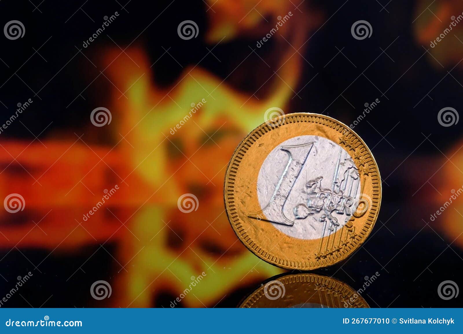 One Euro Coin on Chart Background. Concept, Closeup Stock Photo - Image ...