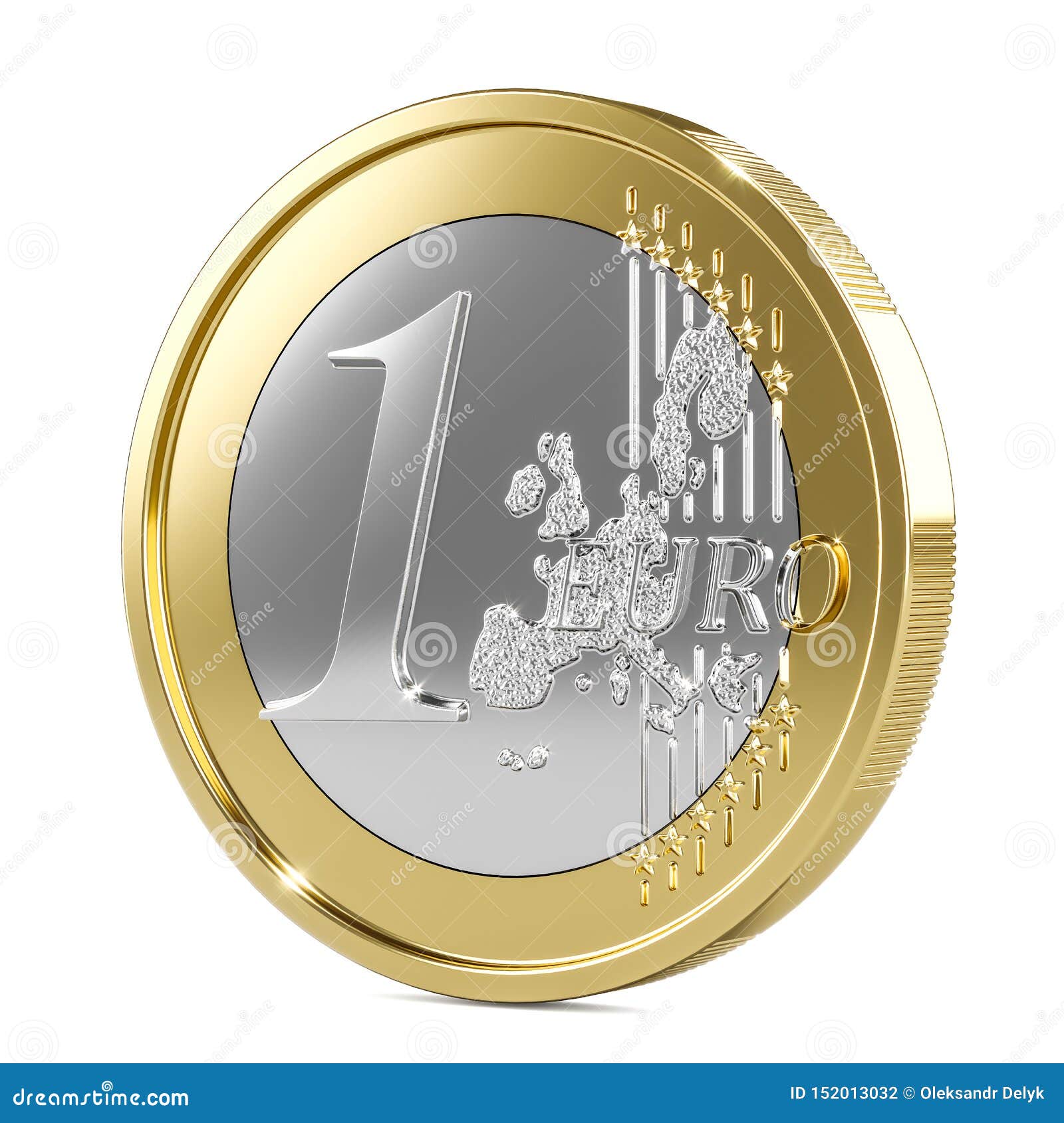 Euro Coin. 3D Isometric Physical Coin With Euro Symbol Isolated On ...