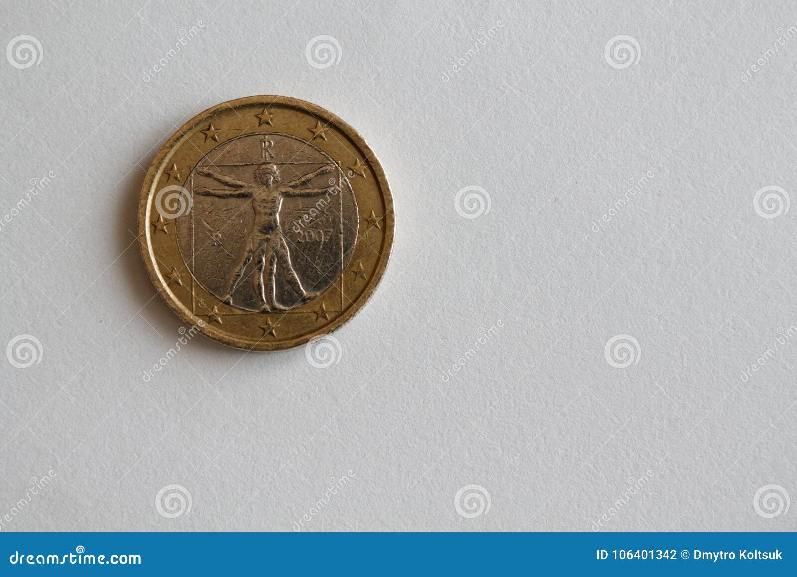 One Euro Coin Lie on Isolated White Background Denomination is 1 Euro ...