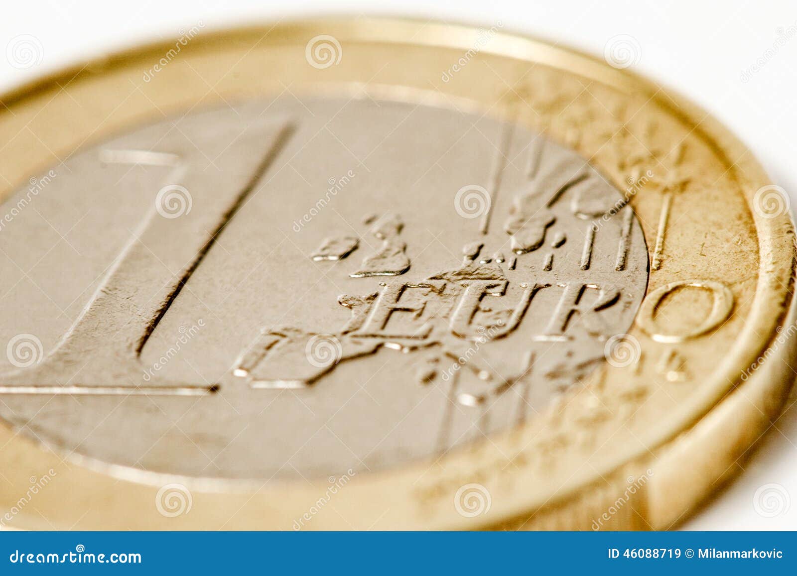 One euro coin macro stock image. Image of inflation, business - 46088719