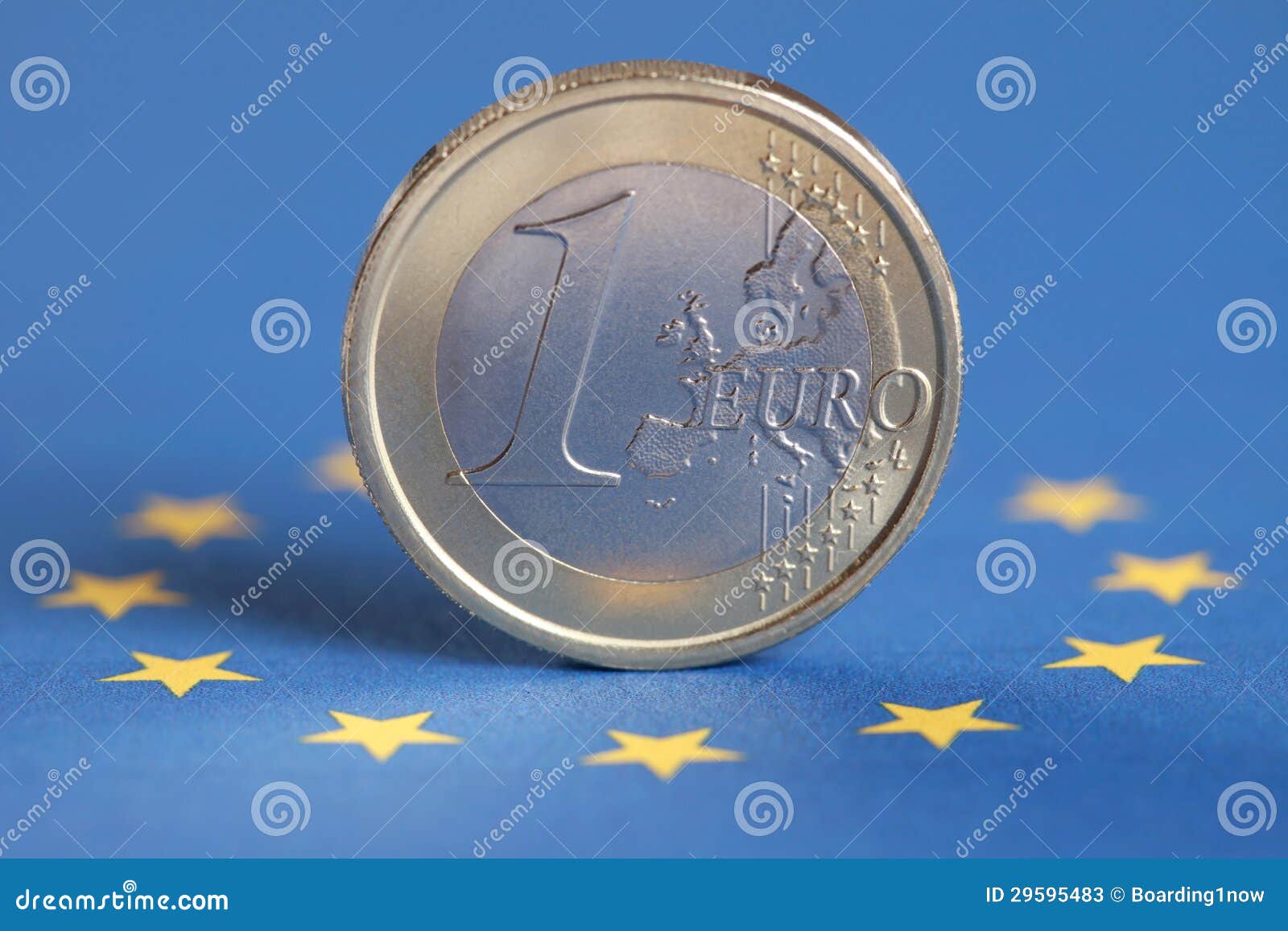 One Euro on the European Union Flag Stock Image - Image of currency ...