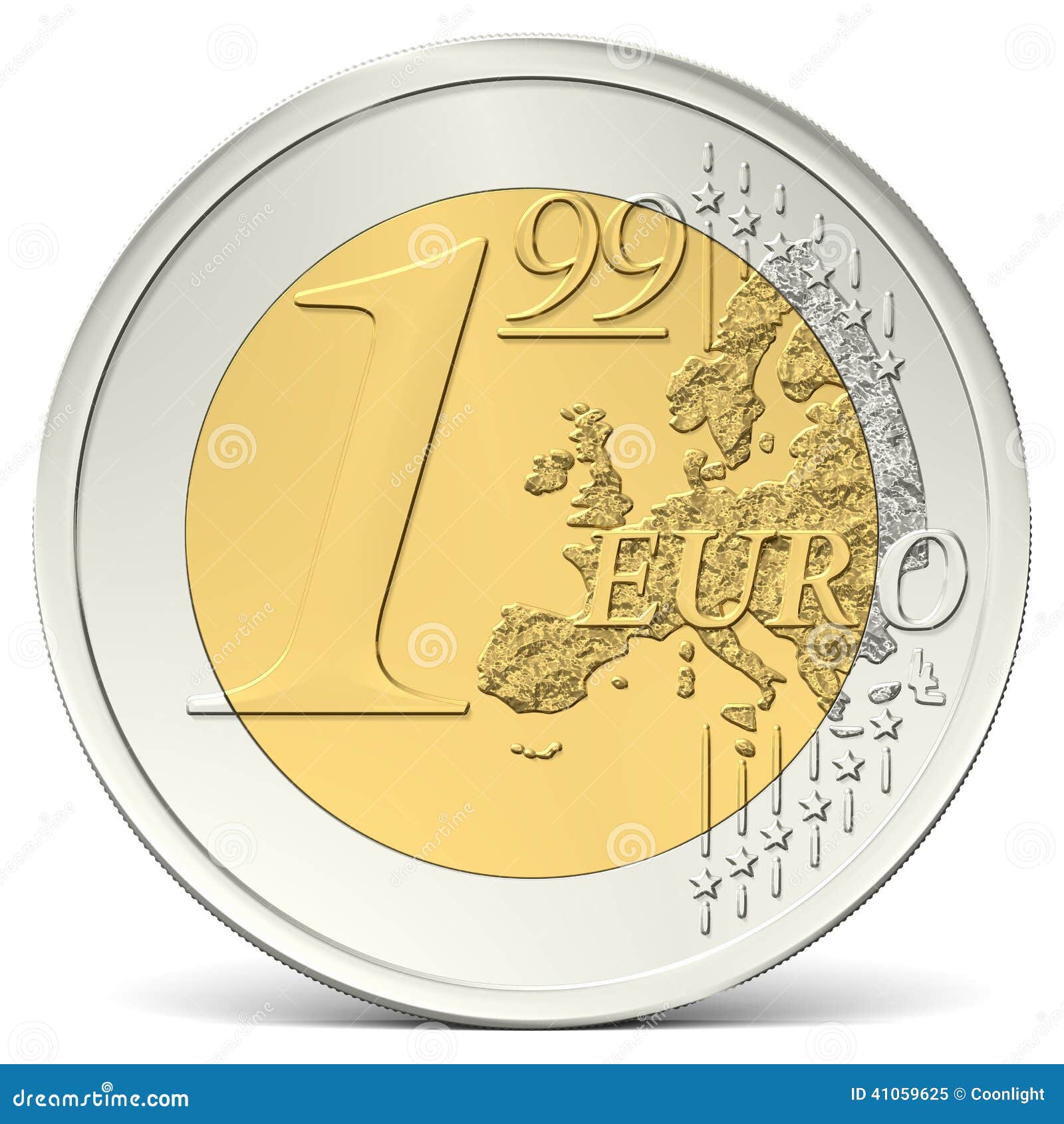 One Euro Ninety-nine Coin from the Front Stock Illustration ...