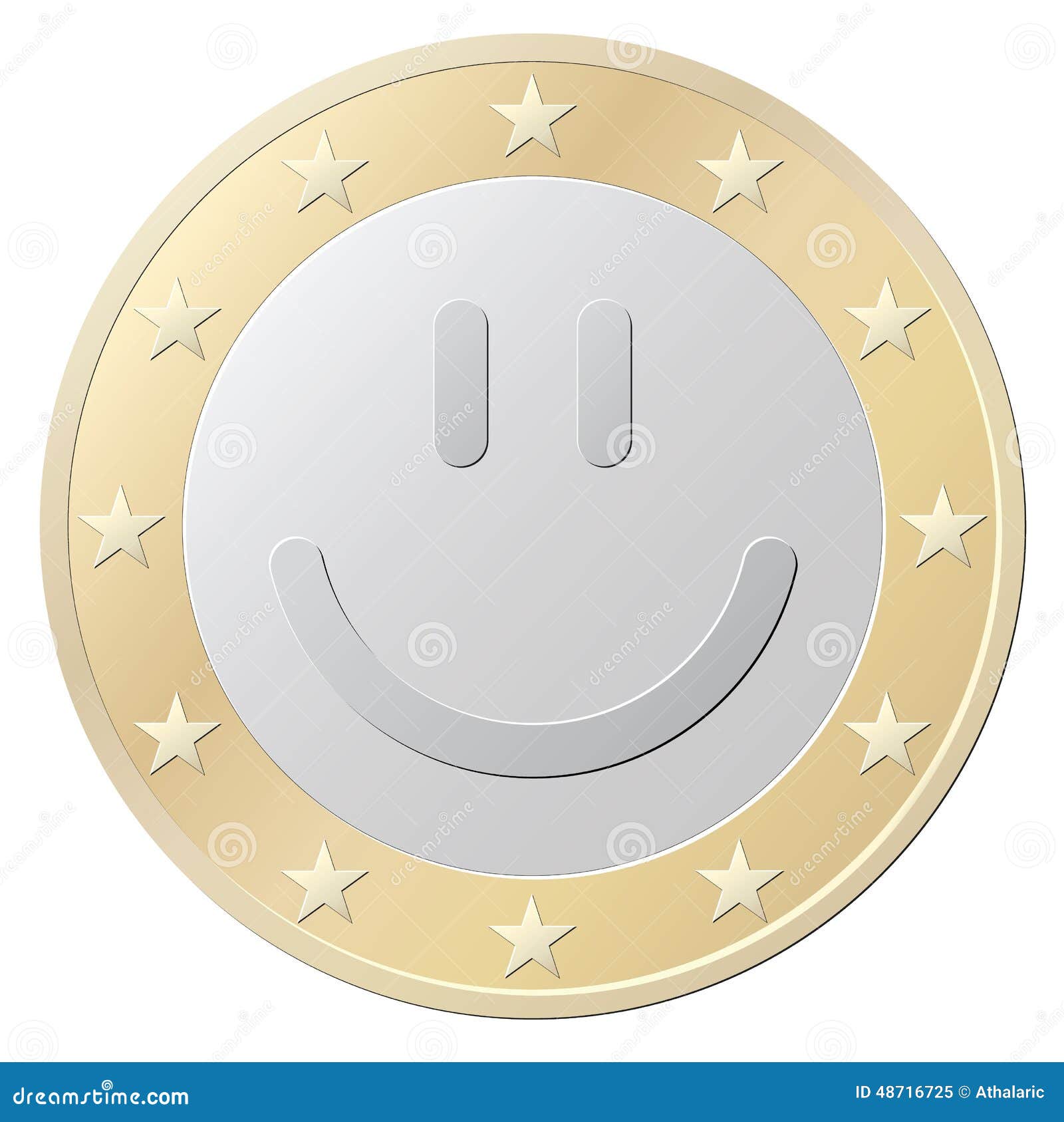 One Euro smile coin stock vector. Illustration of metallic - 48716725