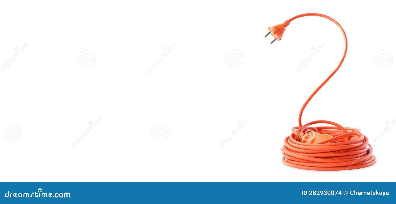 One Extension Cord on White Background. Space for Text Stock Photo ...
