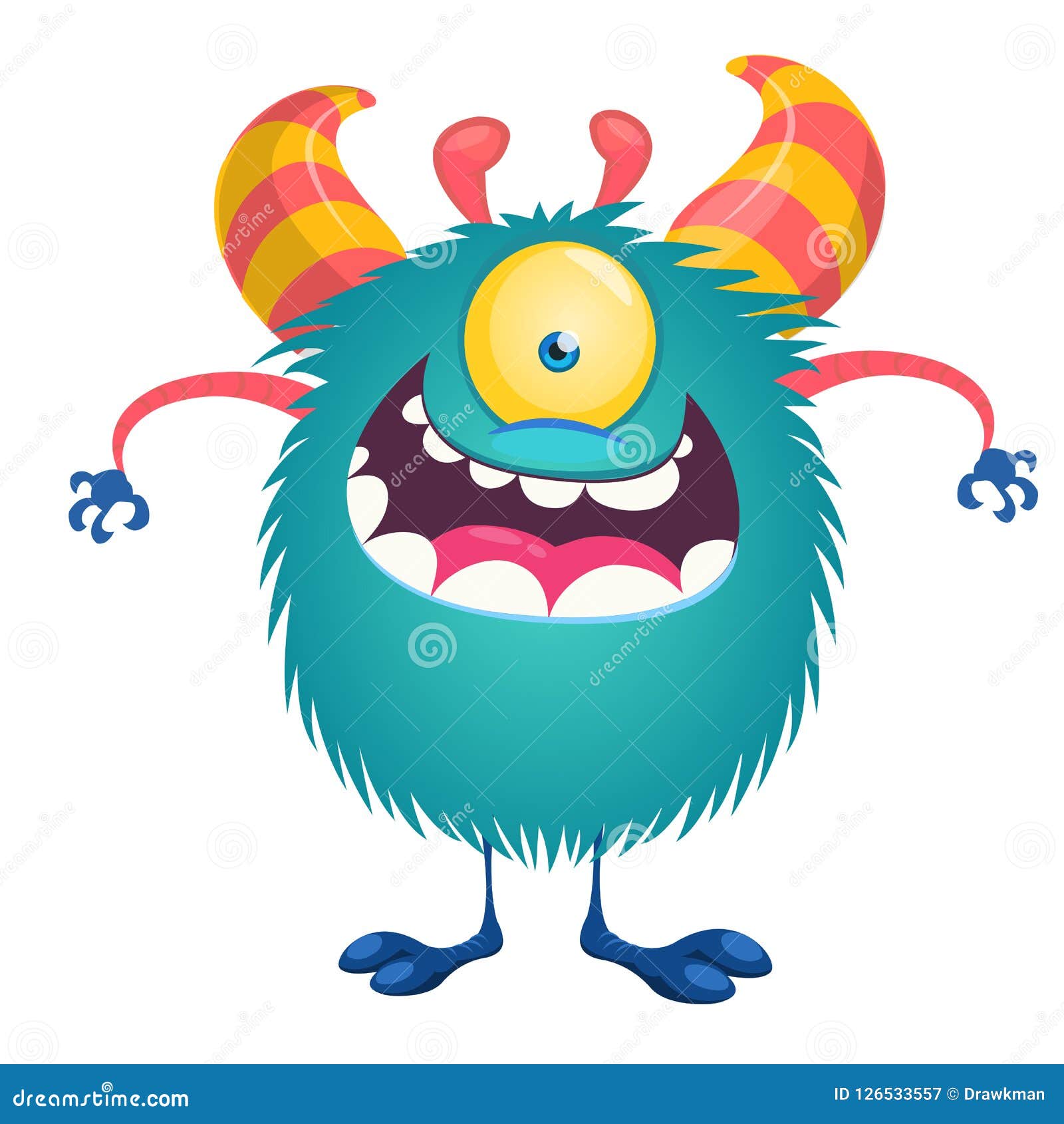 One Eye Alien Cartoon Character Vector Illustration. Stock Vector ...