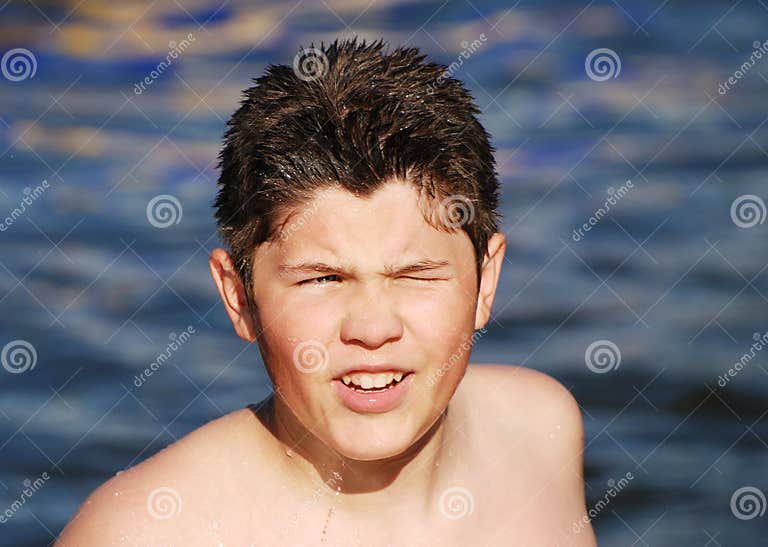 One Eye Boy stock photo. Image of swimming, expression - 5896274