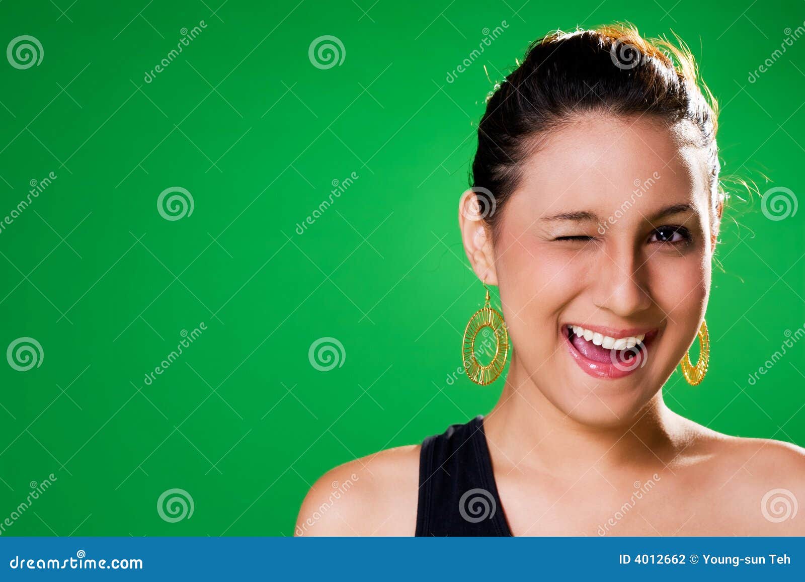 One eye closing girl stock photo. Image of cheerful, portrait - 4012662